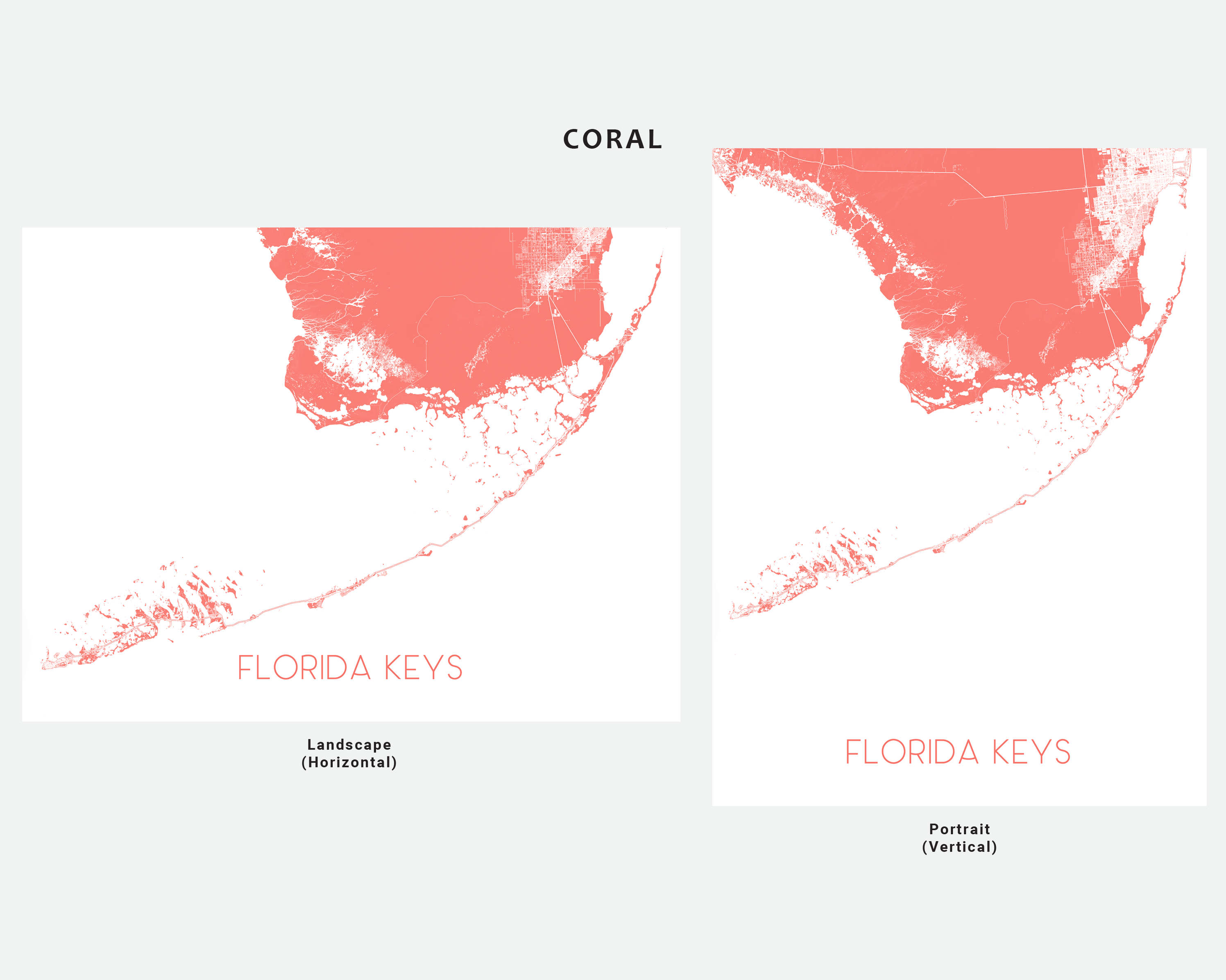 Florida Keys Wall Art Map Print - Topographic FL Poster Maps, Key West ...