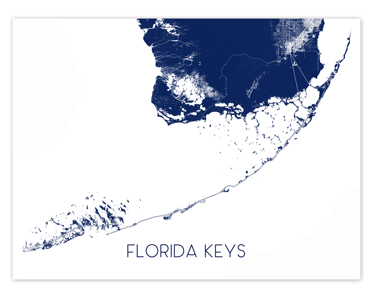 Florida Keys Wall Art Map Print - Topographic FL Poster Maps, Key West ...