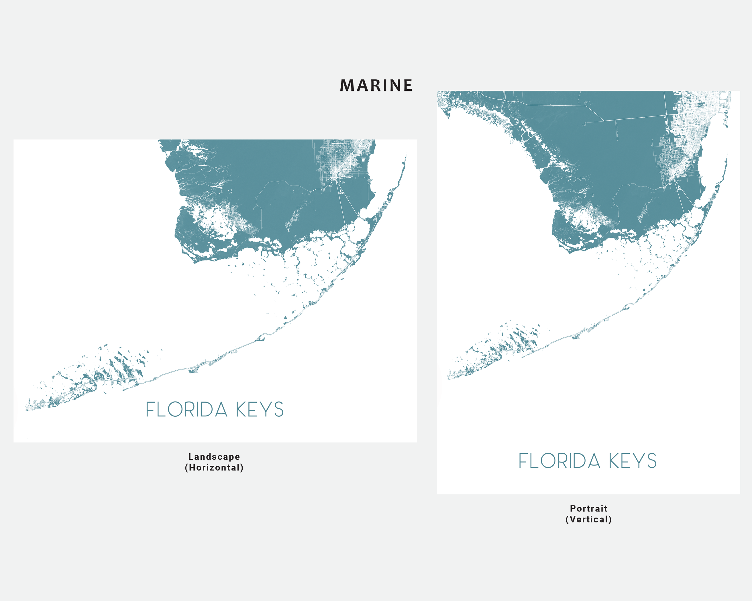 Florida Keys Wall Art Map Print - Topographic FL Poster Maps, Key West ...
