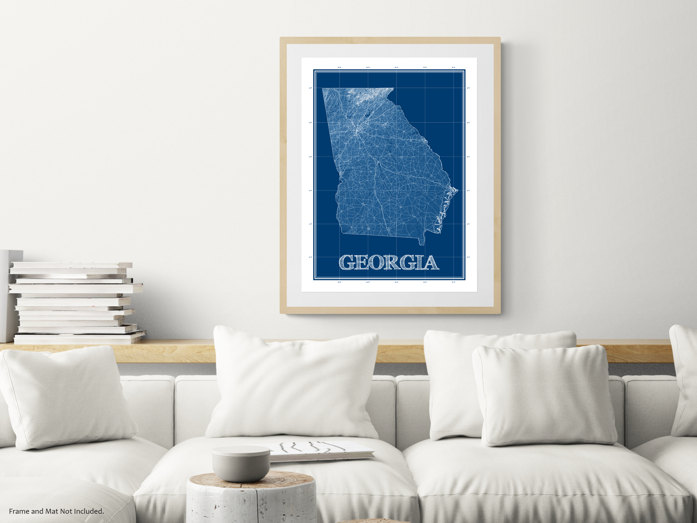 Georgia Map Wall Art Print, Blueprint Design GA State Poster Road Maps ...