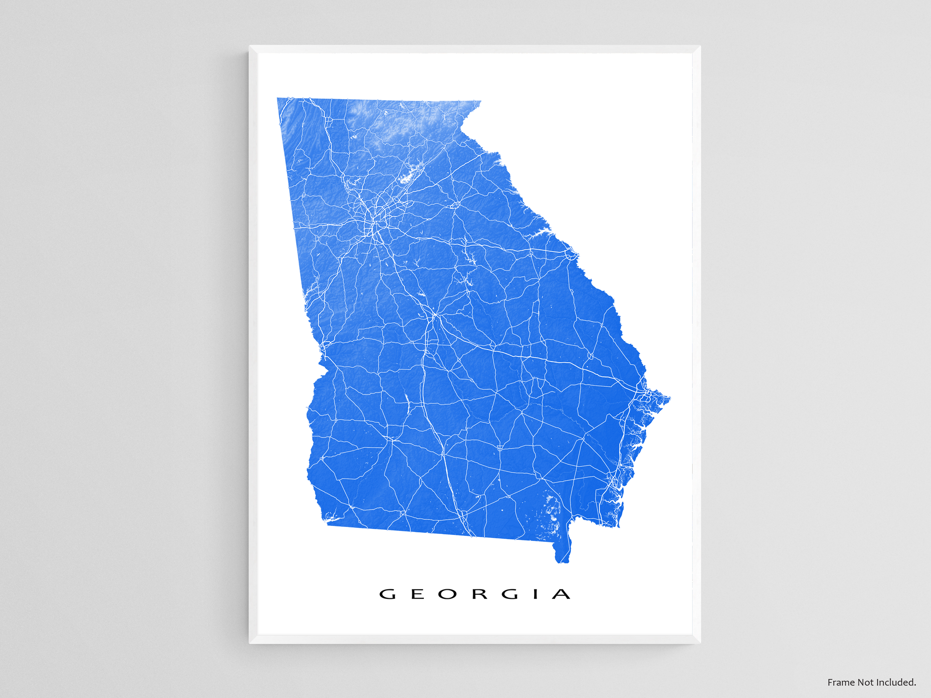 Georgia State Map Wall Art Print Poster, Topographic GA State Road Map ...