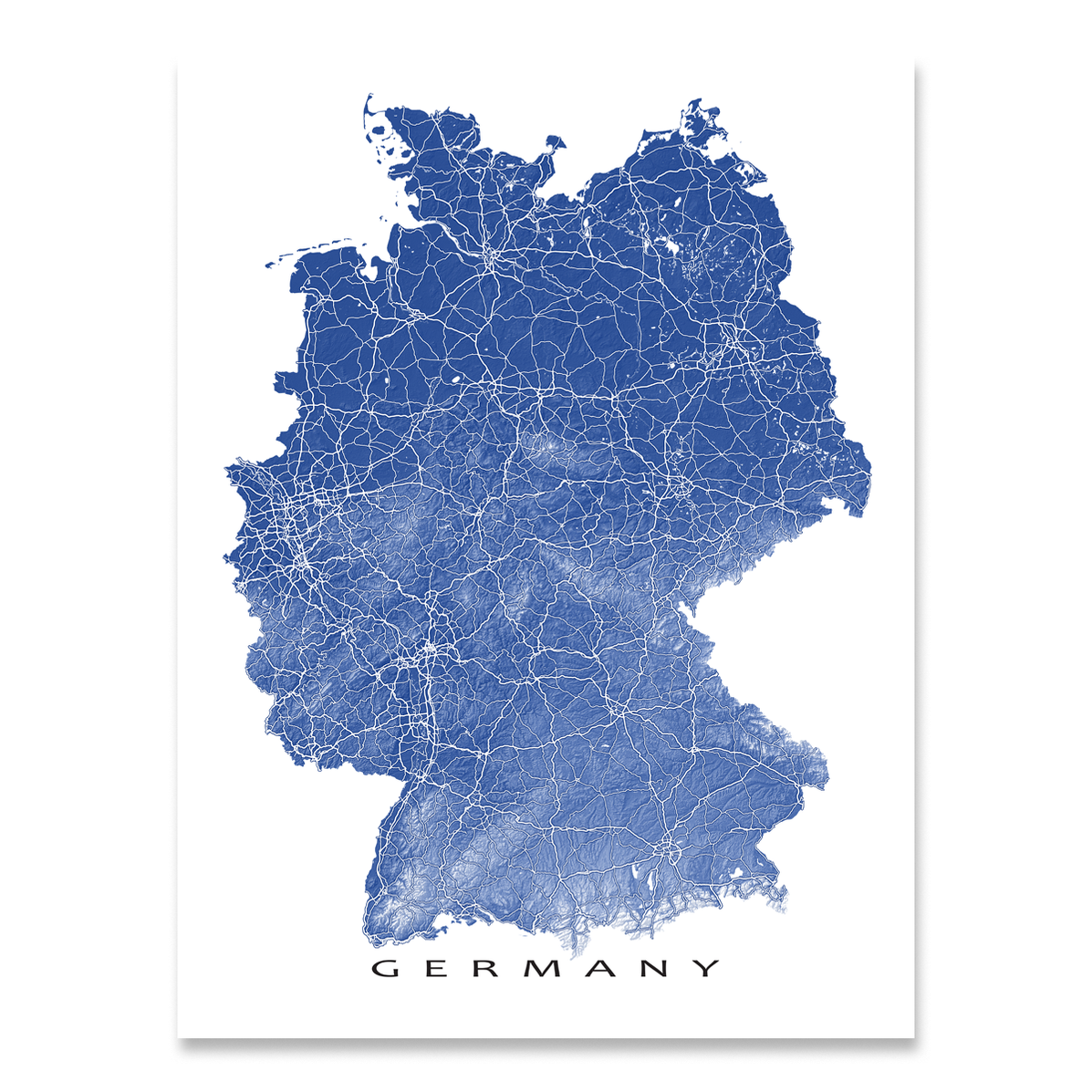 Germany Map Wall Art Print, 3D Topographic Country Poster Maps, Berlin ...