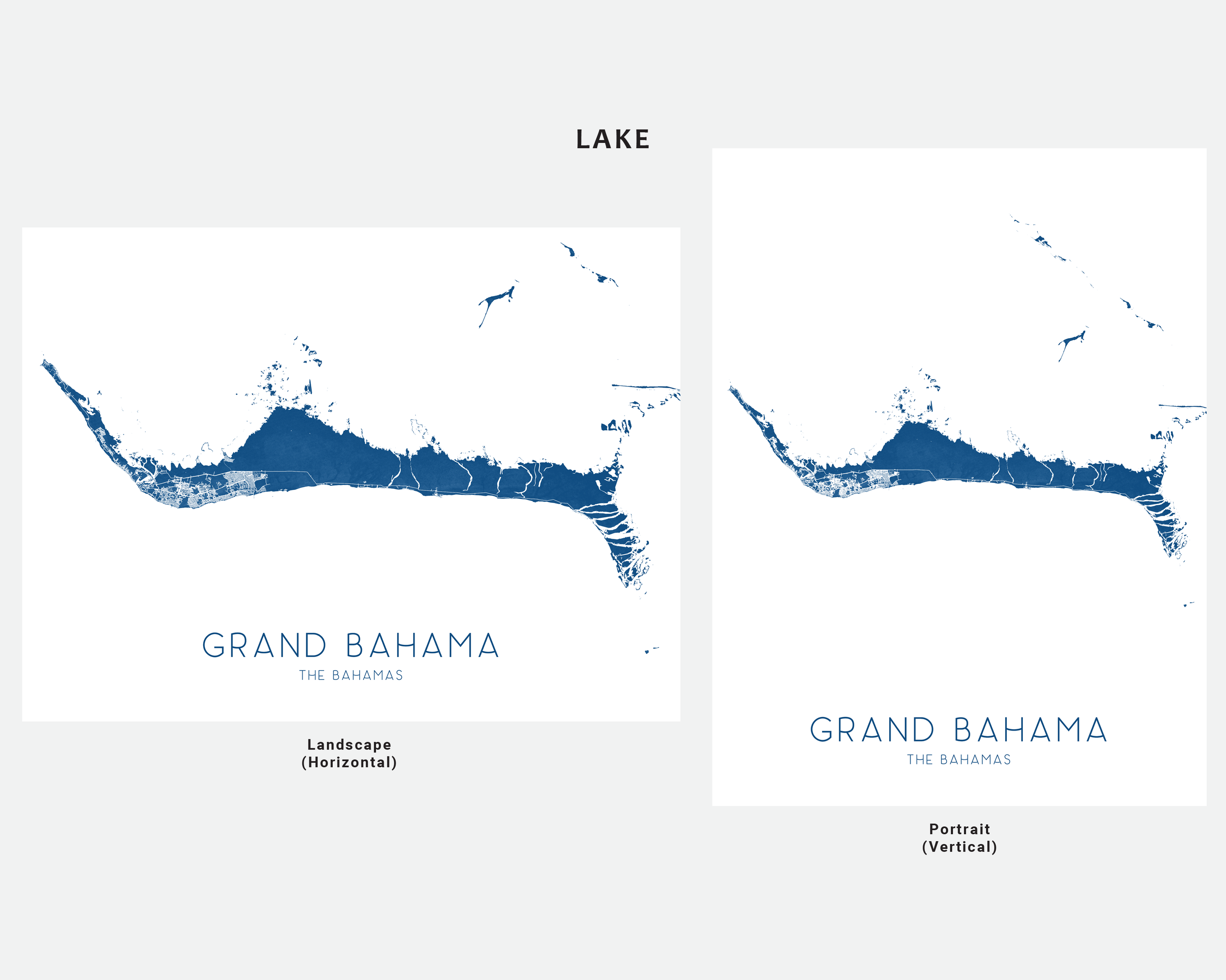 Grand Bahama, The Bahamas Map Wall Art Print, Caribbean Islands, Freep ...