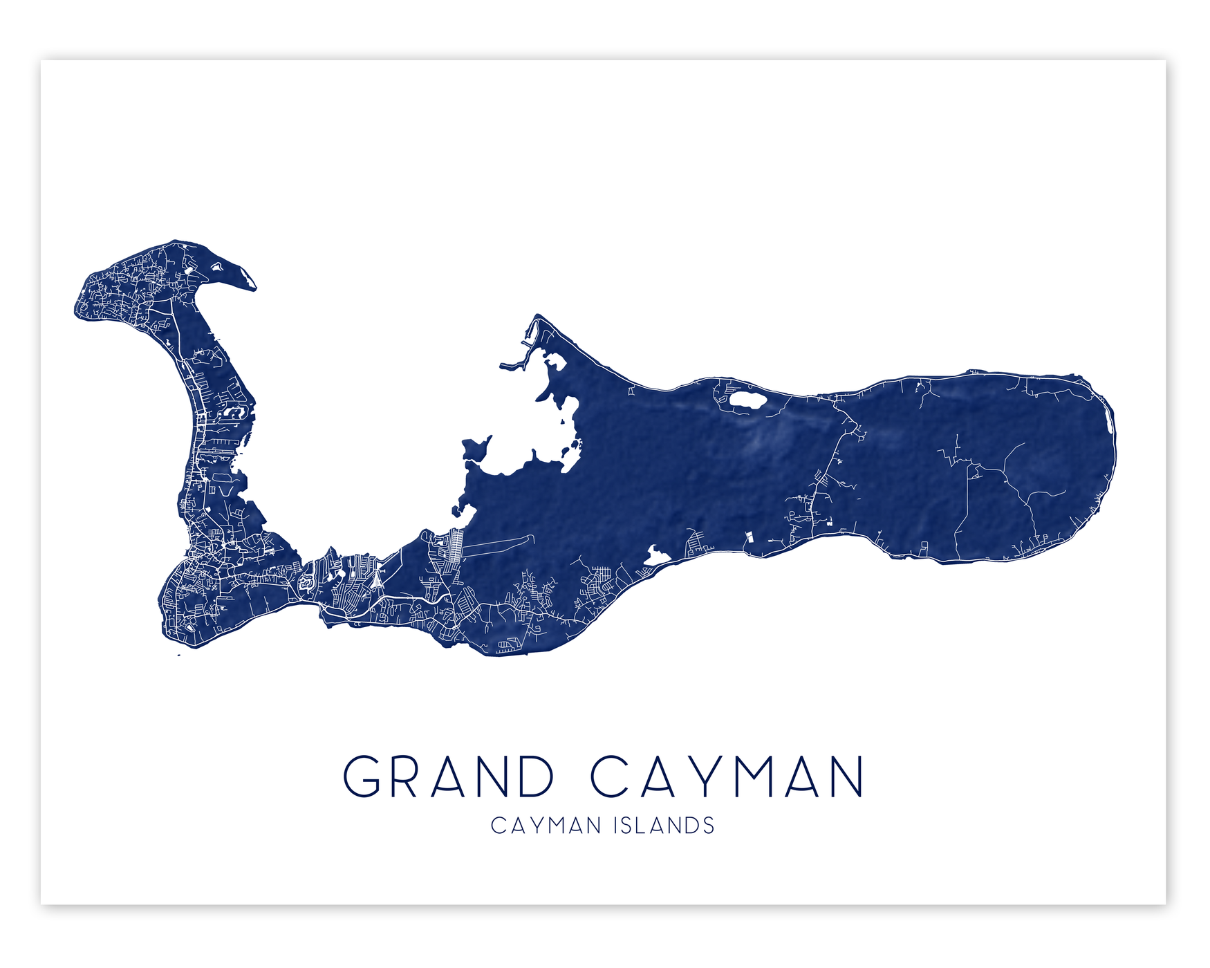 Grand Cayman Map Print: Map of Grand Cayman, Cayman Islands Wall Art P ...