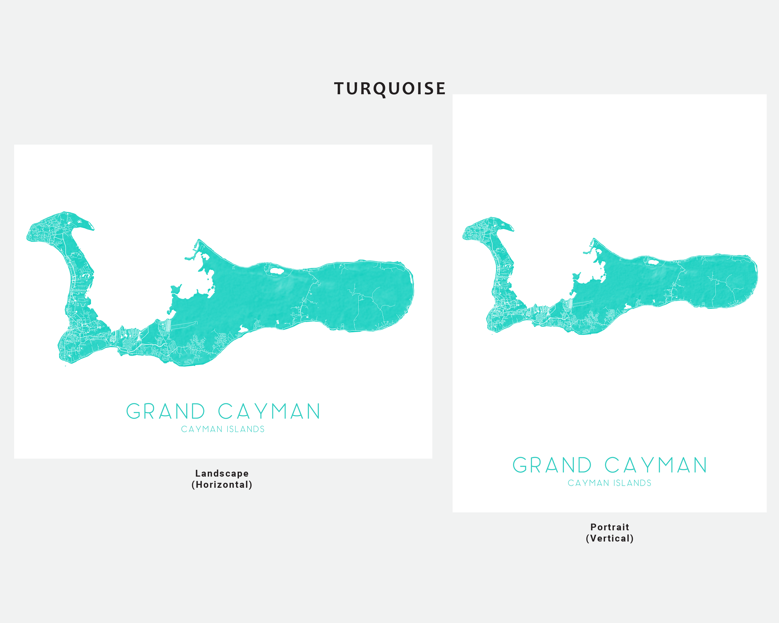 Grand Cayman Map Print - Map of Grand Cayman, Cayman Islands Wall Art ...