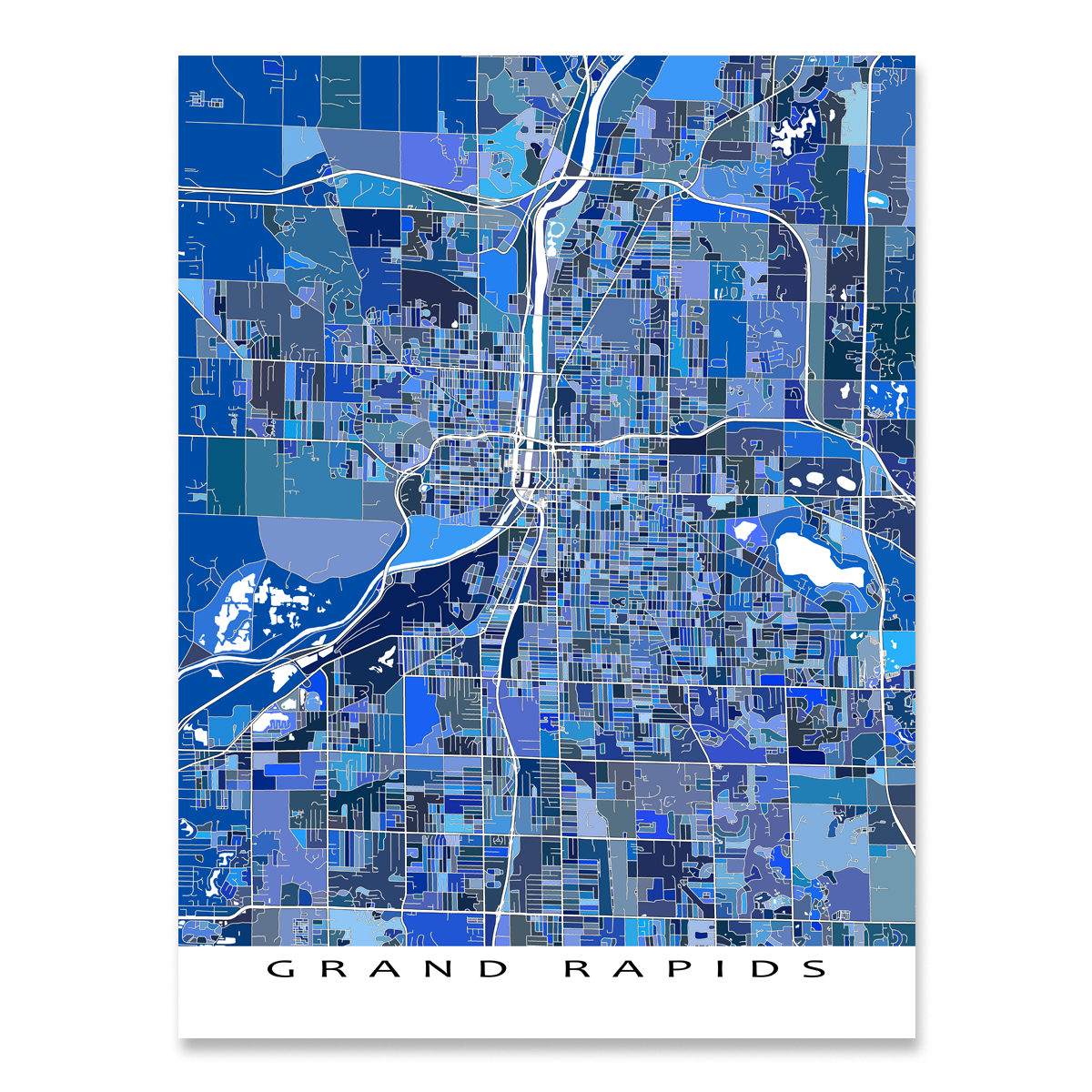 Grand Rapids Map Print, Michigan, USA — Maps As Art