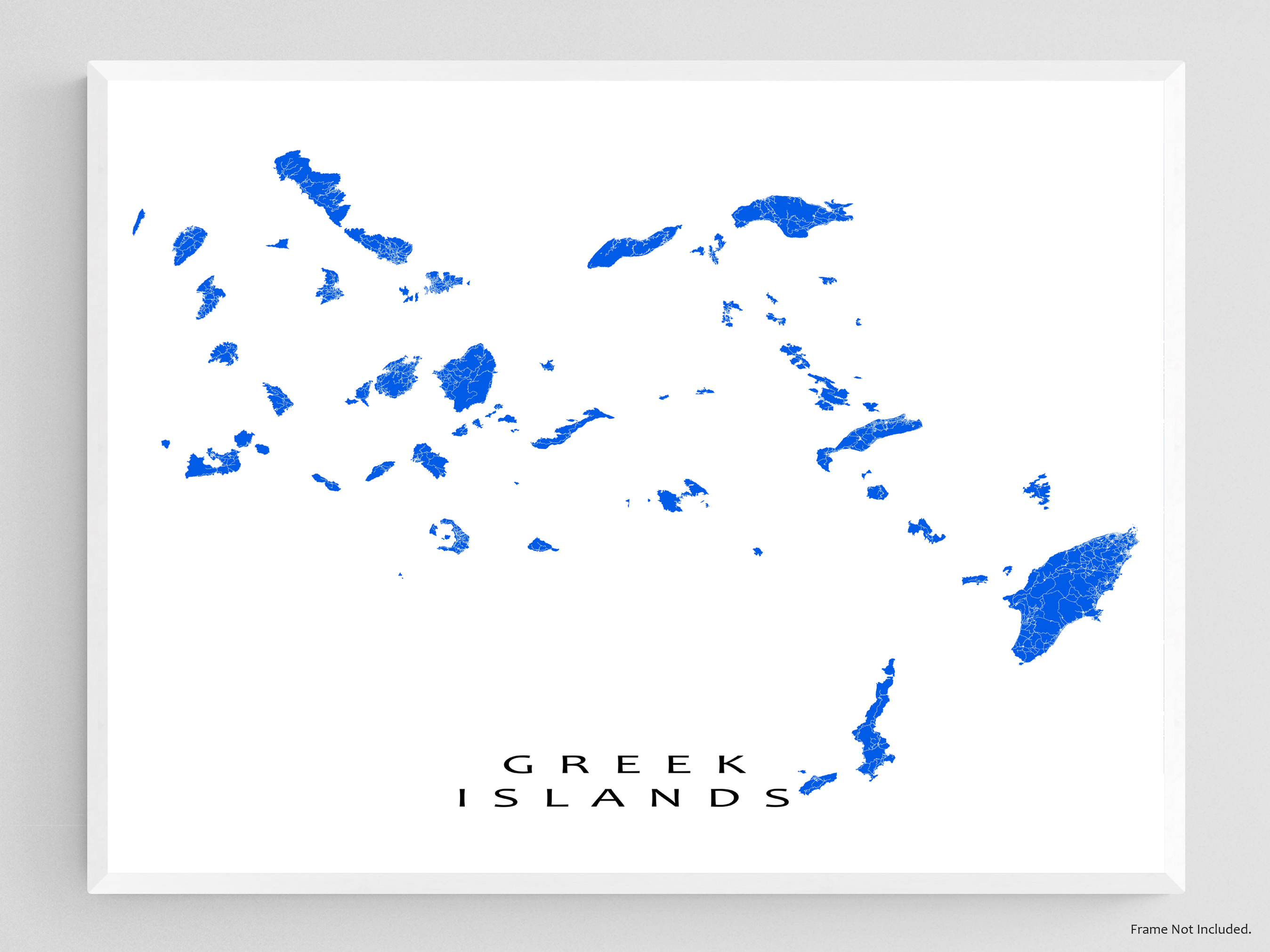 Greek Islands Map Print Poster, Greece Islands Wall Art Road Maps, San ...