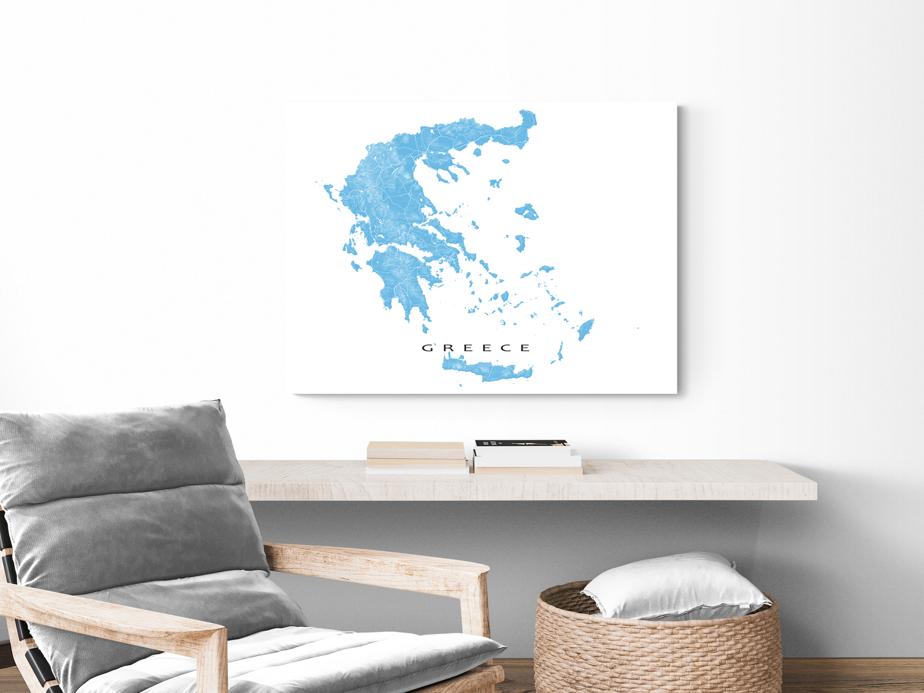 Greece Map Wall Art Print, Athens, Santorini, Greek Islands Maps — Maps ...