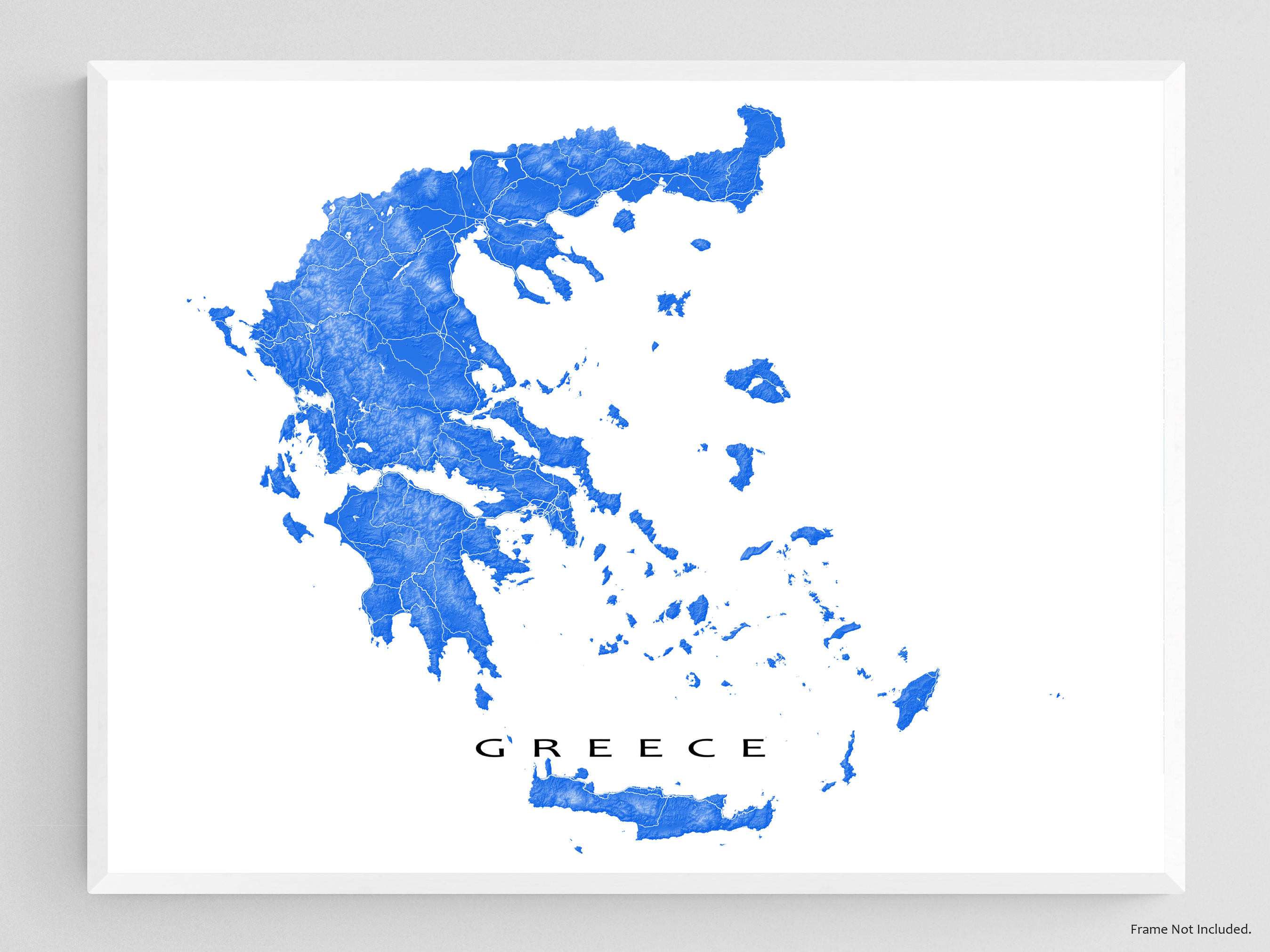 Greece Map Wall Art Print, Athens, Santorini, Greek Islands Maps — Maps ...