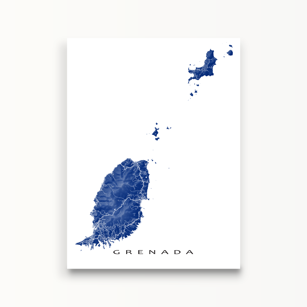 Grenada Map Print, Topographic Caribbean Island Wall Art Poster — Maps ...