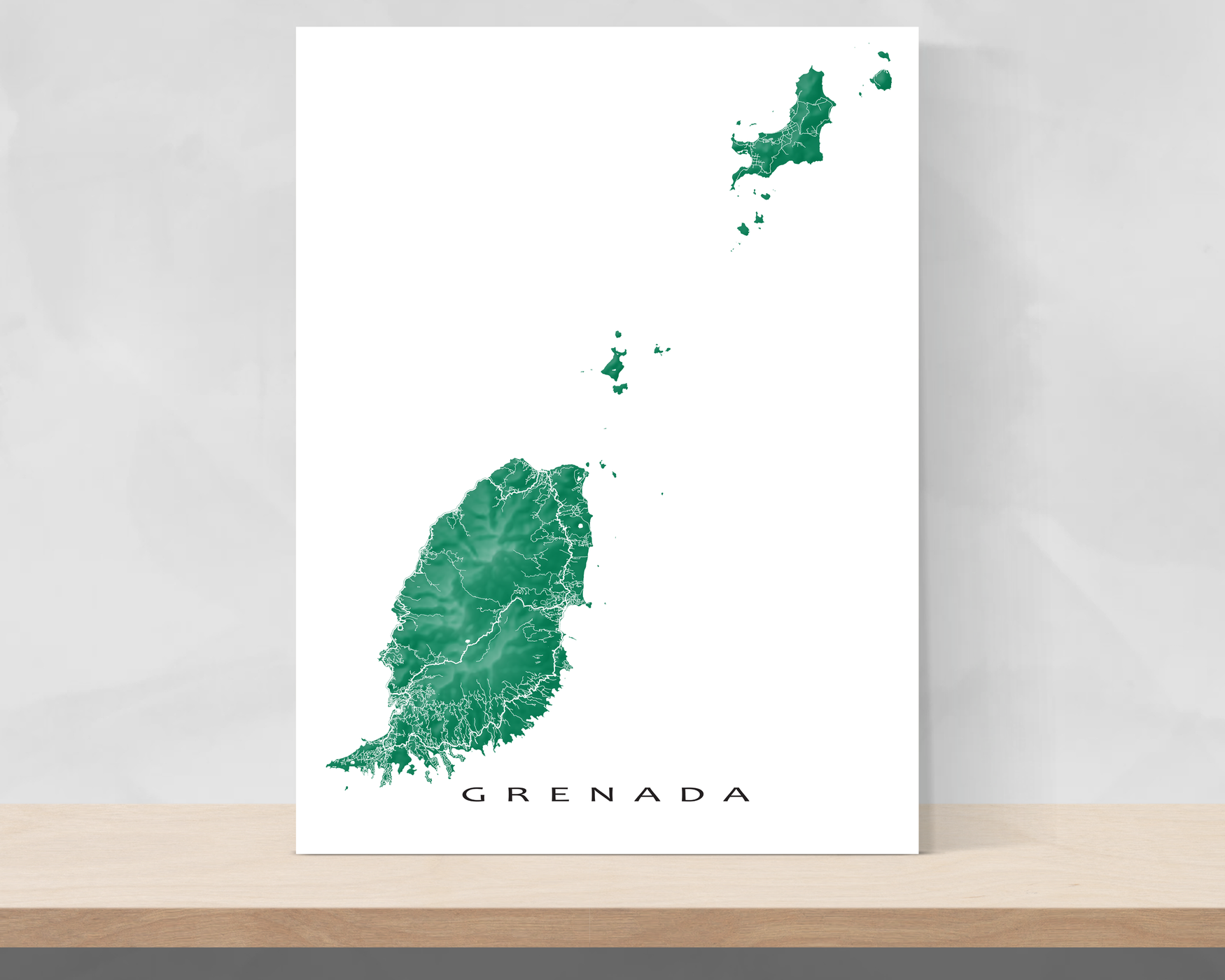 Grenada Map Print, Topographic Caribbean Island Wall Art Poster — Maps ...
