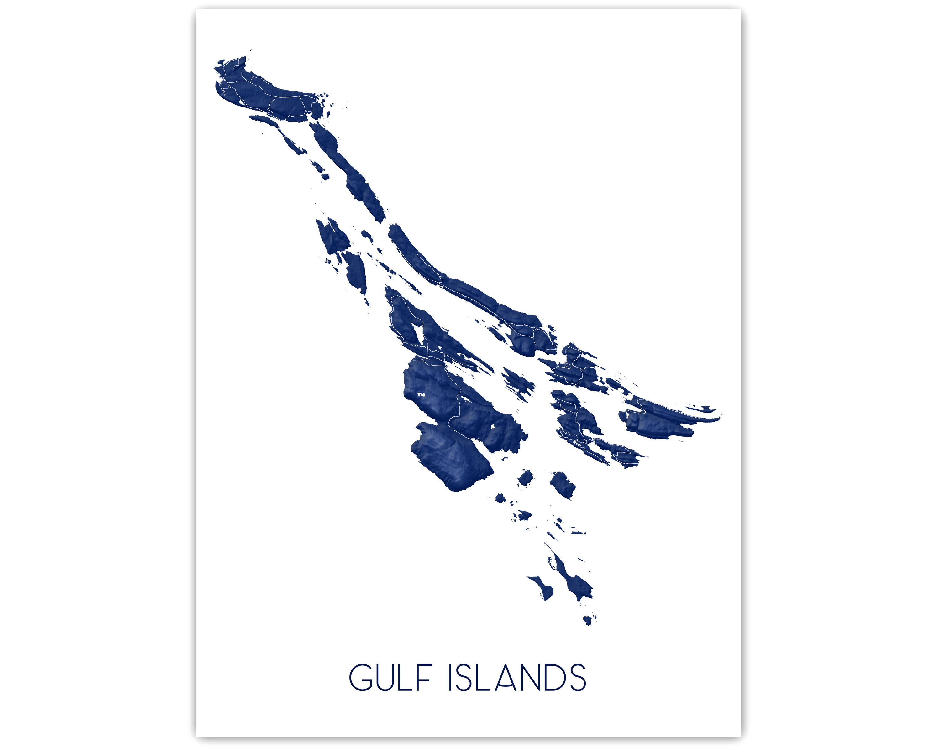 Gulf Islands Map Print Poster - Map of the Southern Gulf Islands, BC C ...