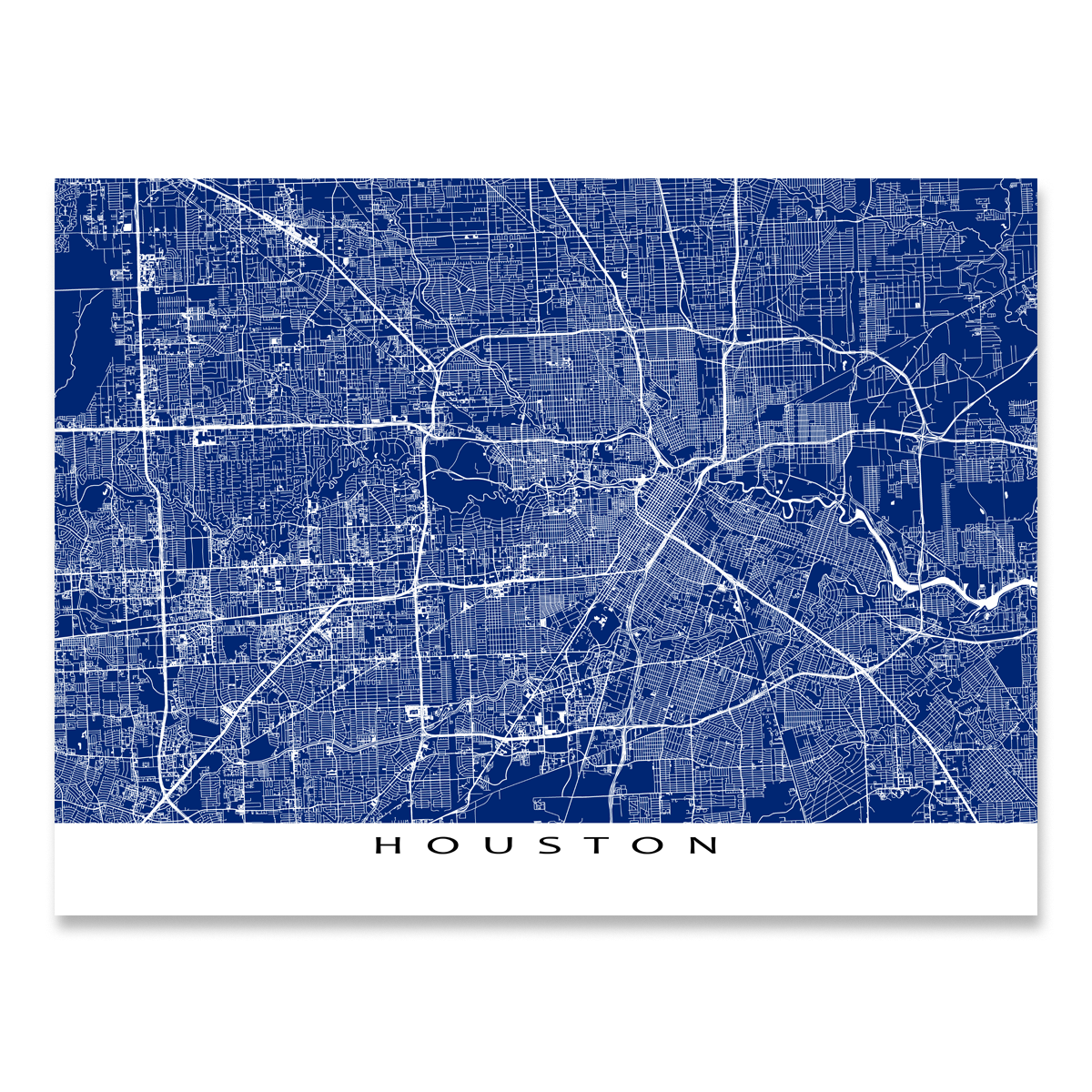 Houston Texas City Street Map Wall Art Print Poster — Maps As Art