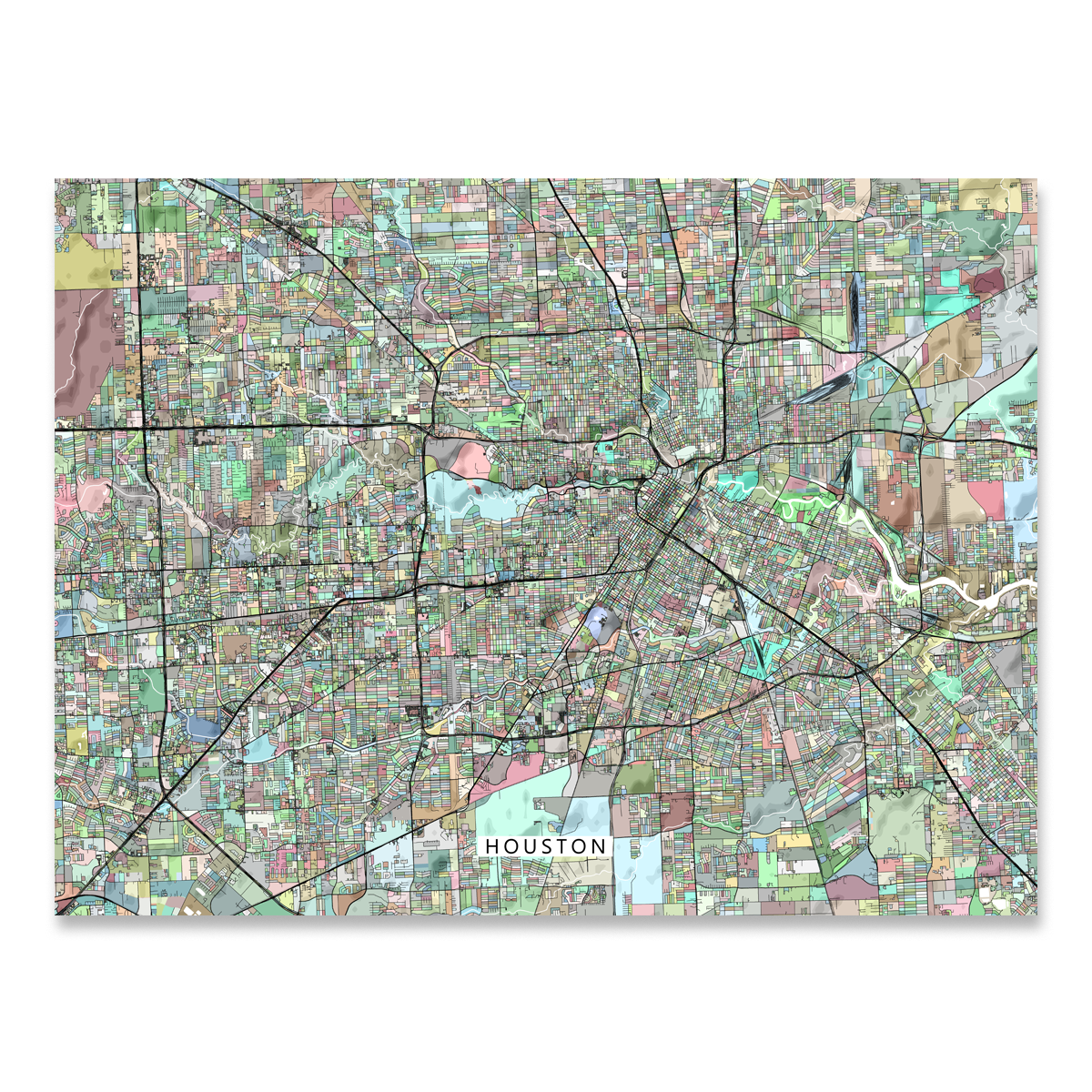 Houston Map Print, Texas, Colorful — Maps As Art