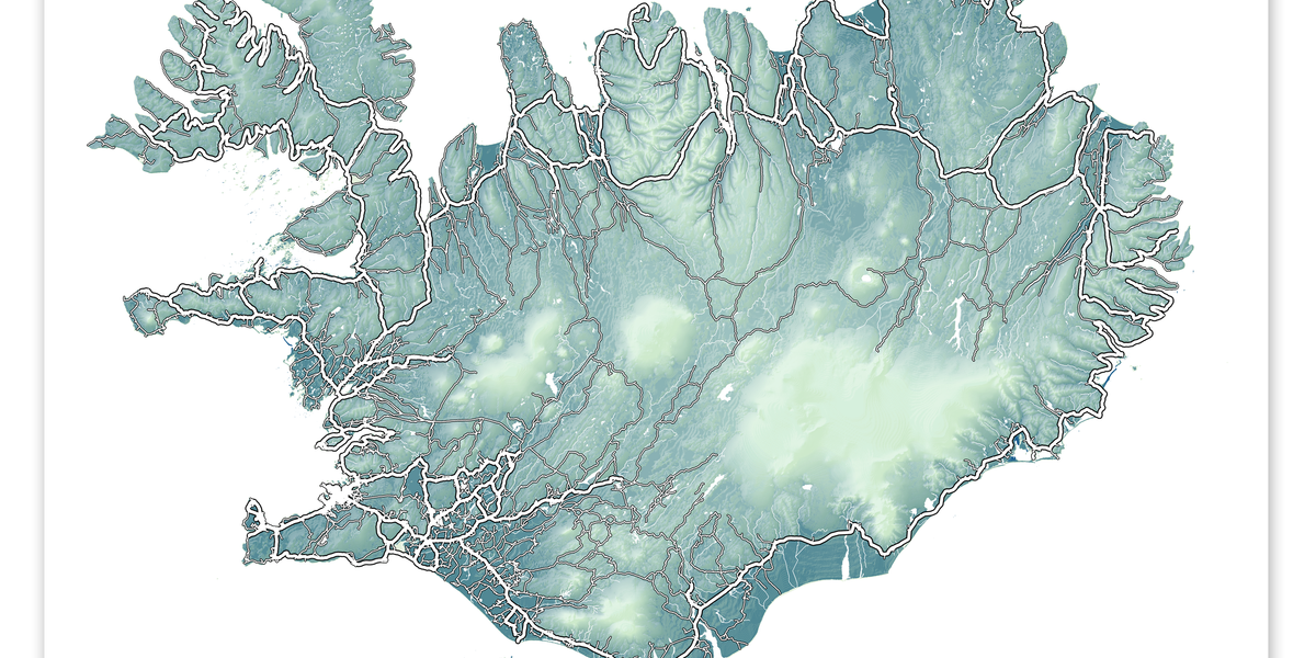Iceland Map of Iceland Wall Art Print for Home Decor, Topographic Maps ...