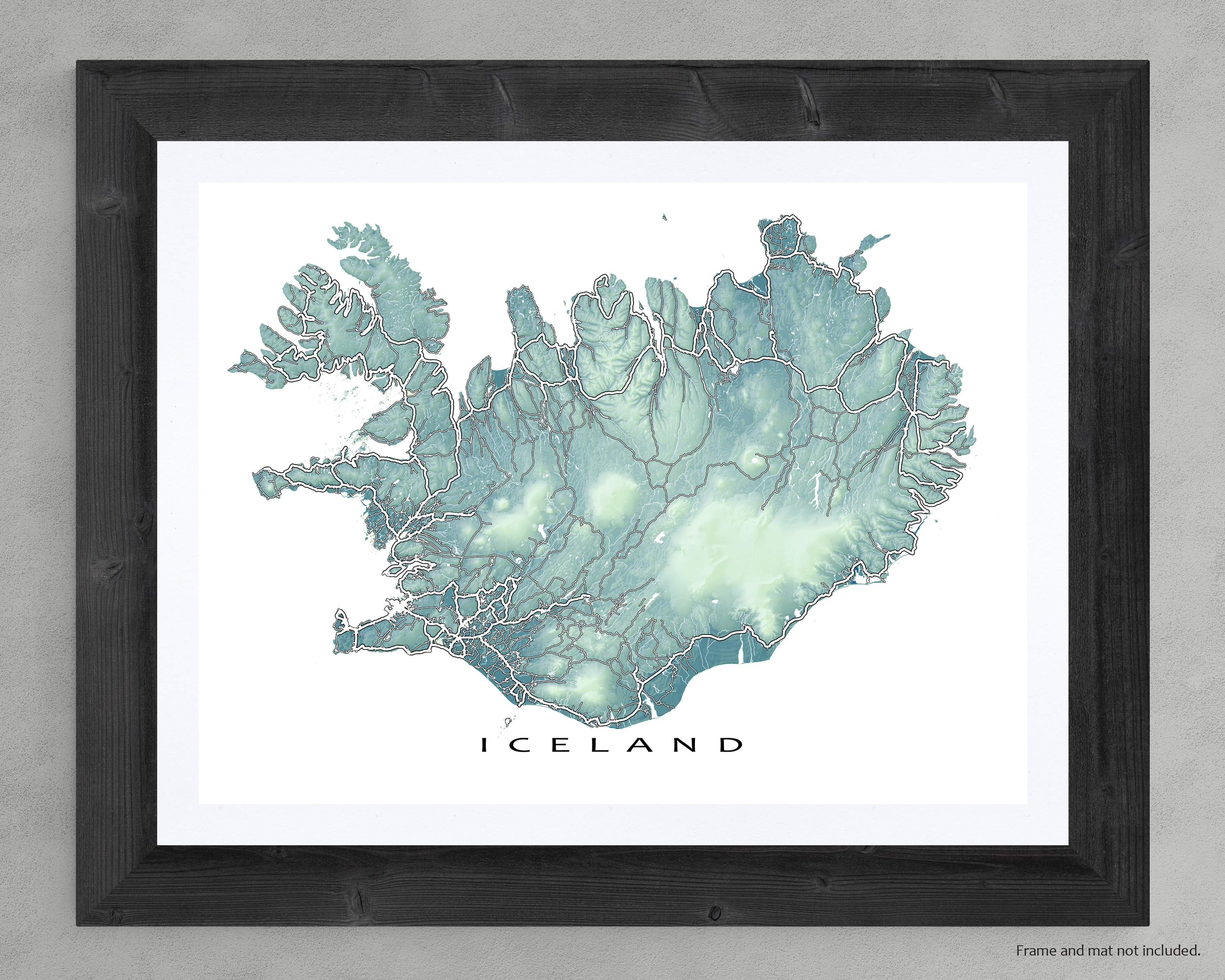 Iceland Map of Iceland Wall Art Print for Home Decor, Topographic Maps ...