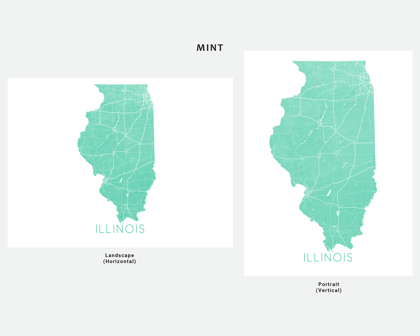 Illinois State Map Print Poster - Topographic Map of Illinois State Wa ...