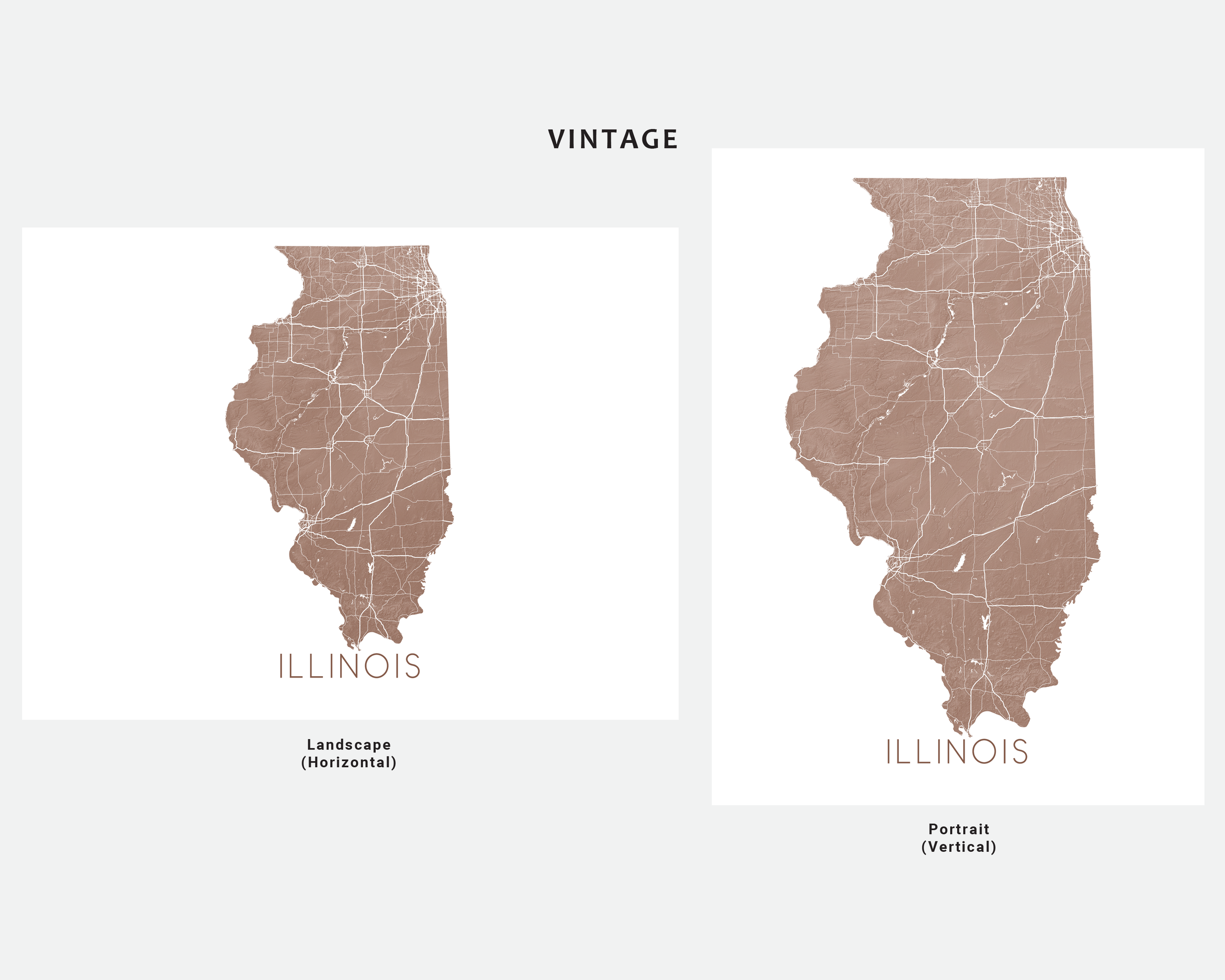 Illinois State Map Print Poster - Topographic Map of Illinois State Wa ...