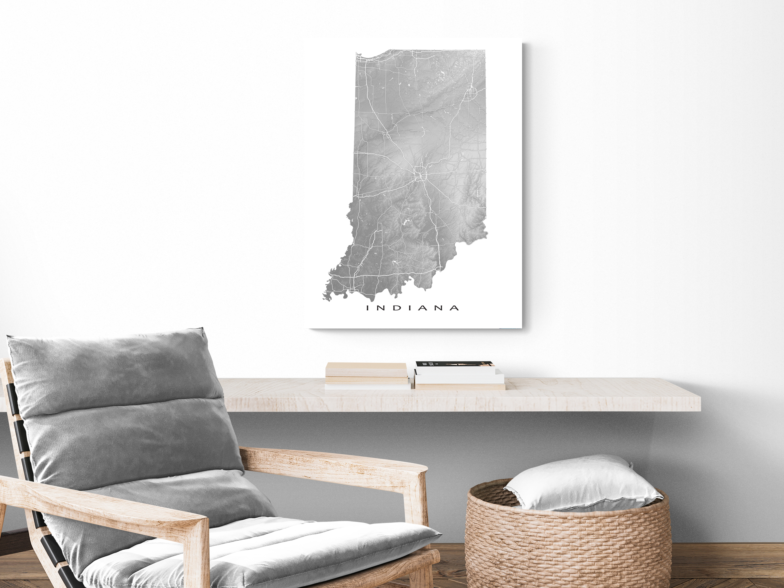 Indiana Map Print, Topographic IN State of Indiana Wall Art Poster Map ...