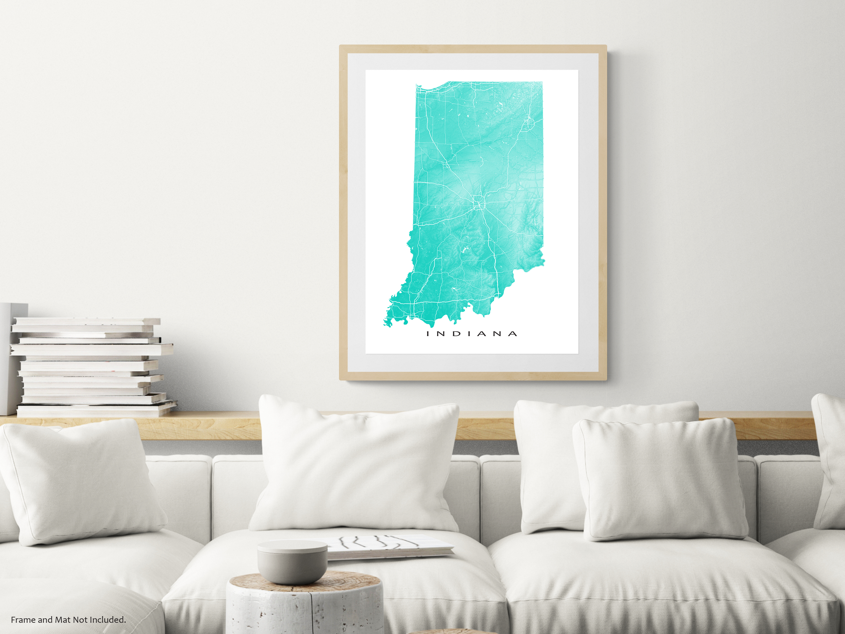 Indiana Map Print, Topographic IN State of Indiana Wall Art Poster Map ...