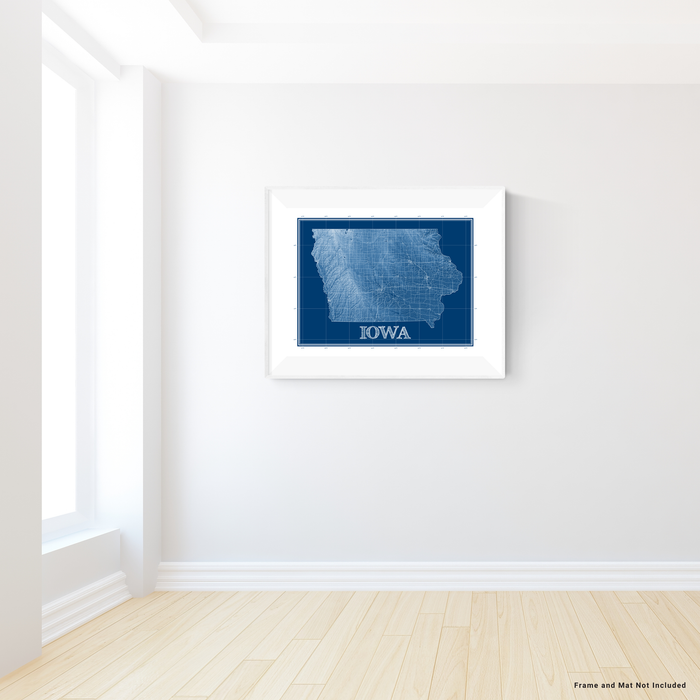 Iowa Map Print, Blueprint — Maps As Art