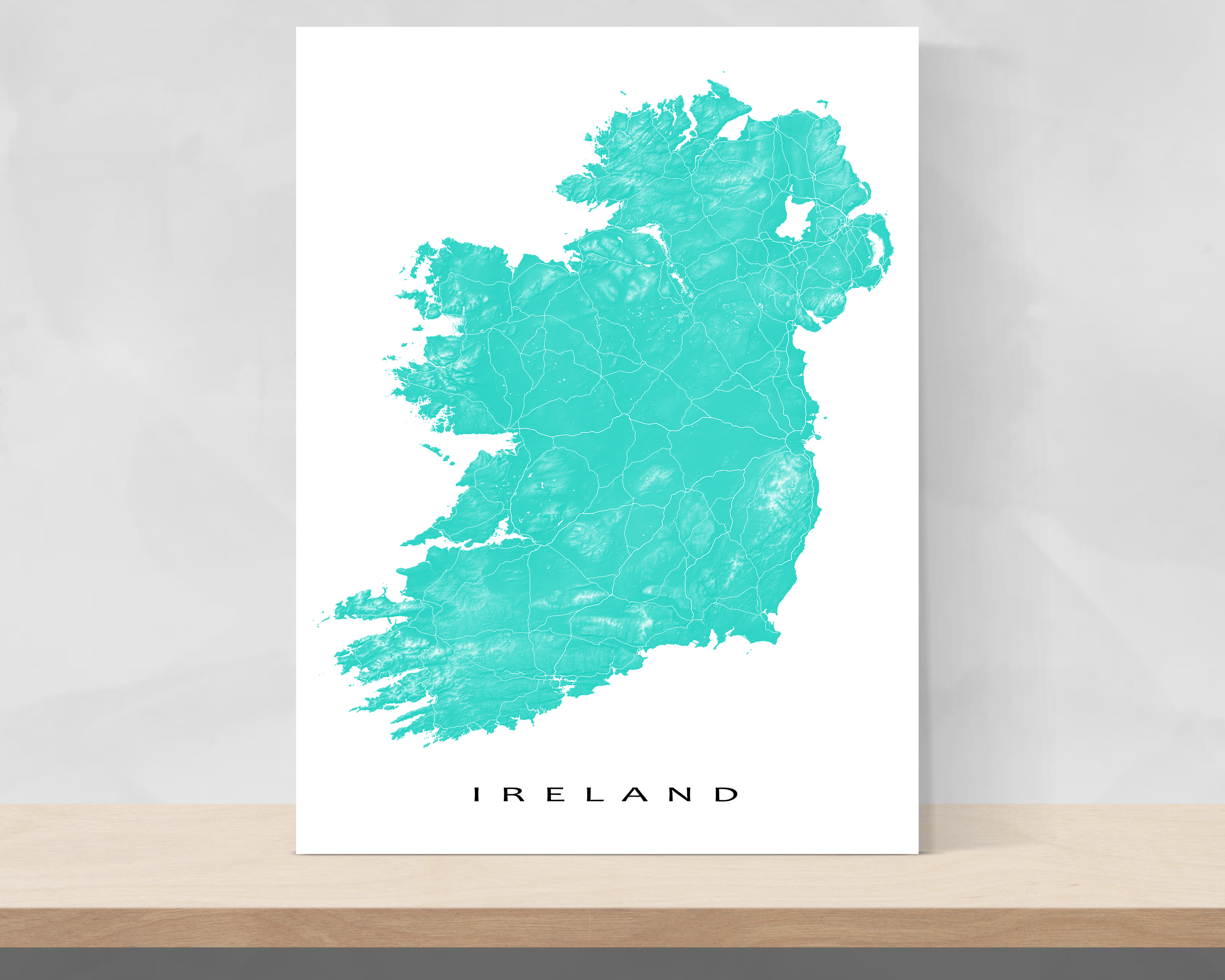 Ireland Map Wall Art Print, Northern Ireland, Republic of Ireland Isla ...