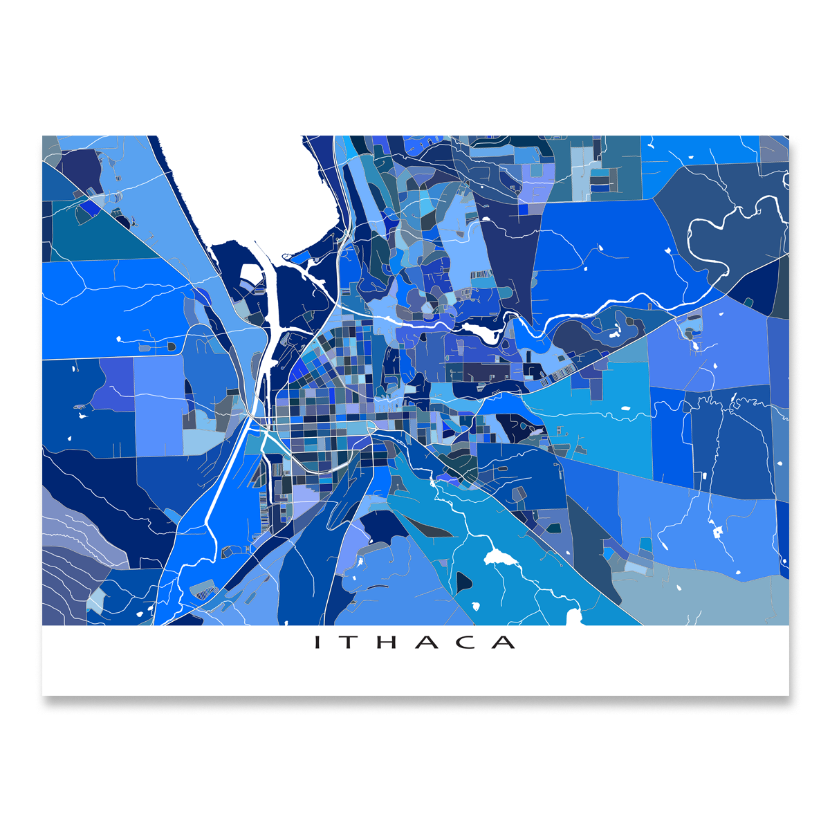 Ithaca Map Print, New York, USA — Maps As Art
