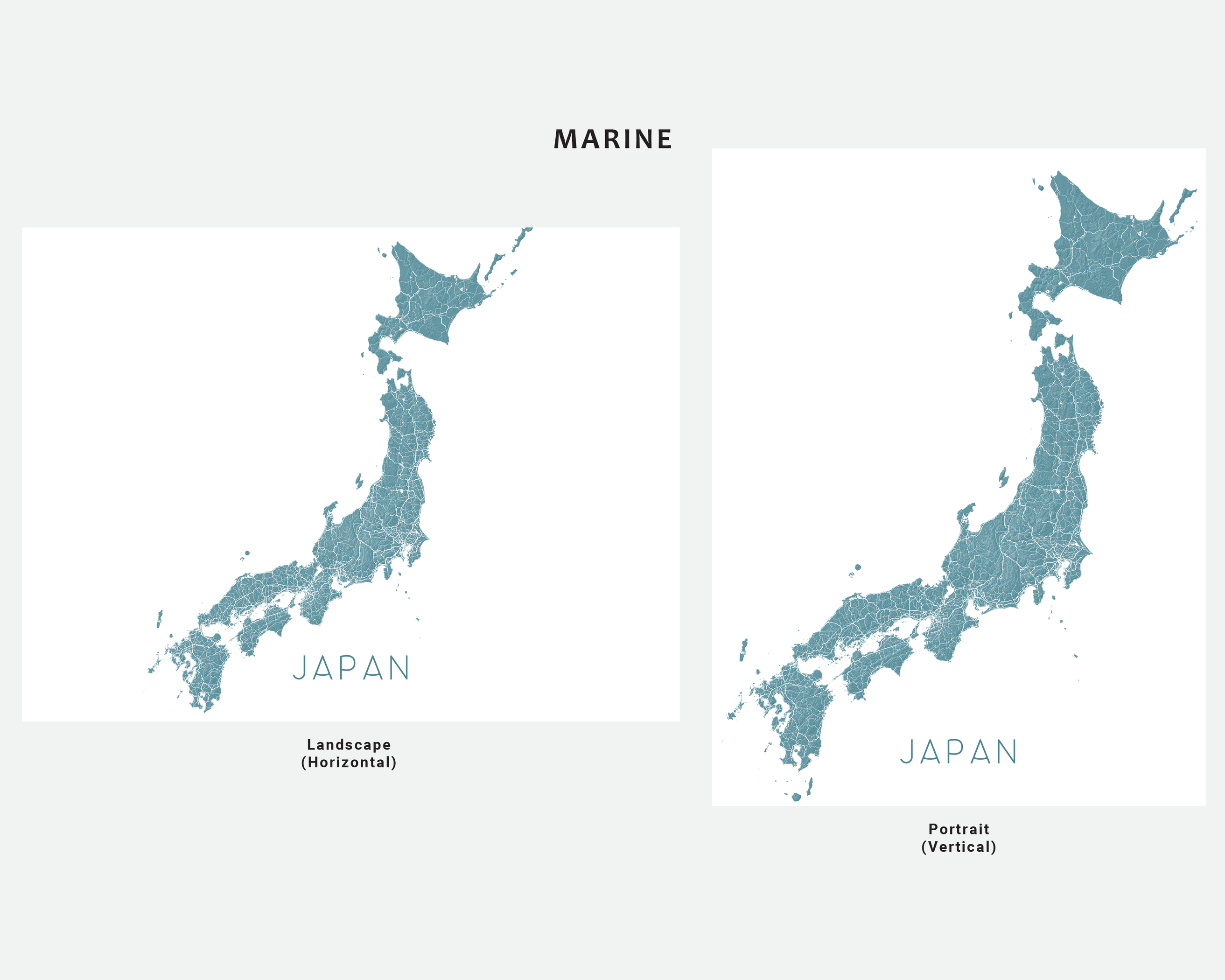 Japan Map Print Poster - Topographic Map of Japan Islands Wall Art Roa ...
