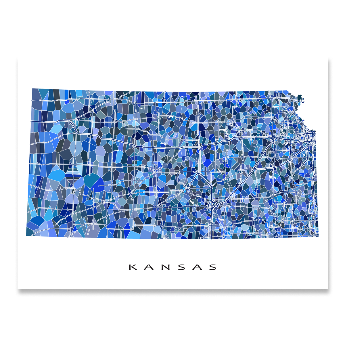 Kansas Map Print, KS State — Maps As Art