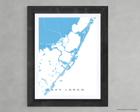 Key Largo Map Wall Art Print, Florida Keys Poster Maps, USA — Maps As Art