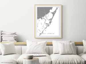 Key Largo Map Wall Art Print, Florida Keys Poster Maps, USA — Maps As Art
