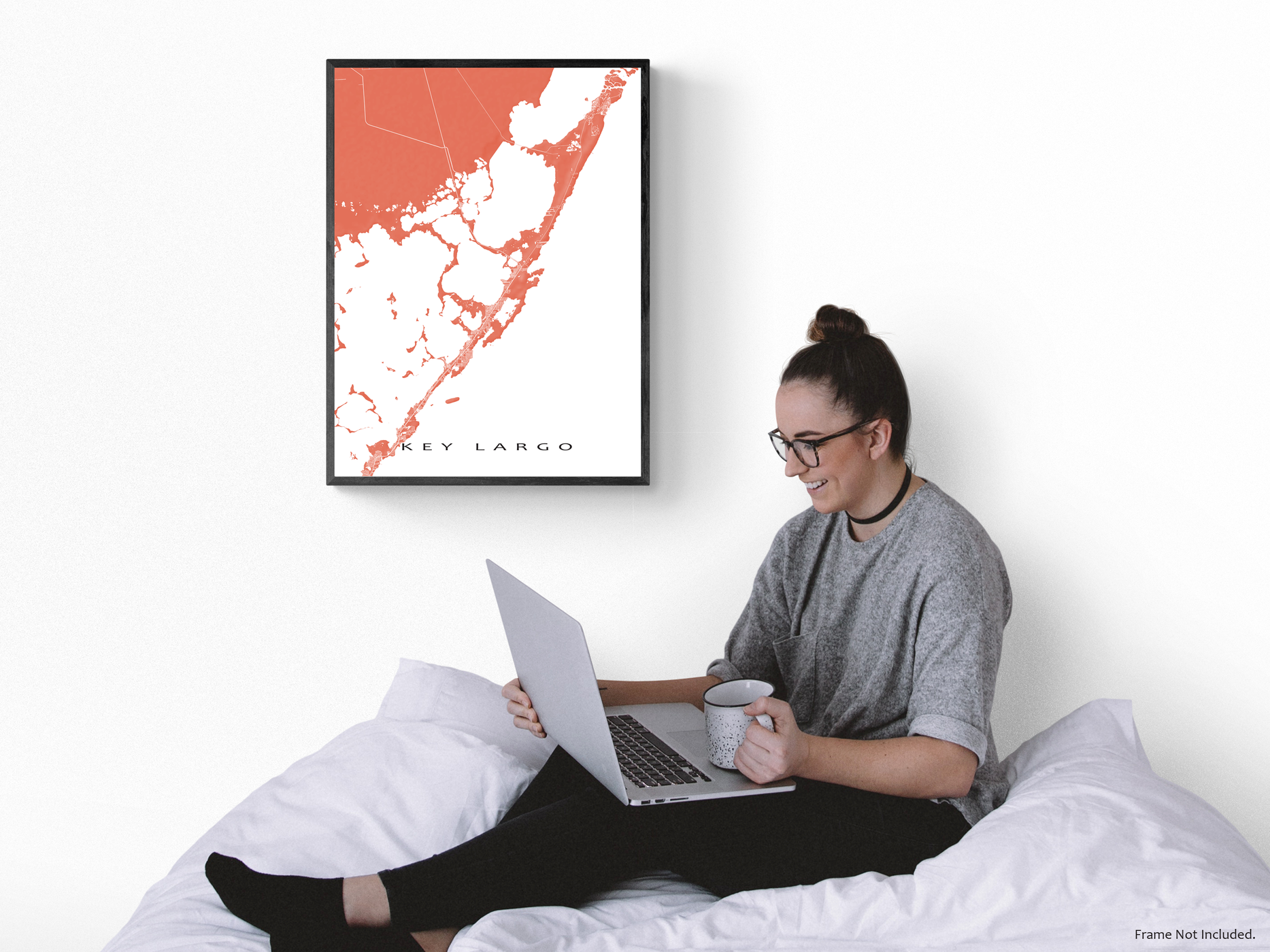 Key Largo Map Wall Art Print, Florida Keys Poster Maps, USA — Maps As Art
