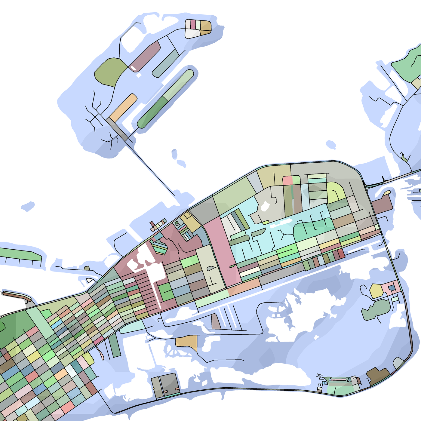 Key West Florida Keys Map Wall Art Print Poster with Multicolor Colorf ...