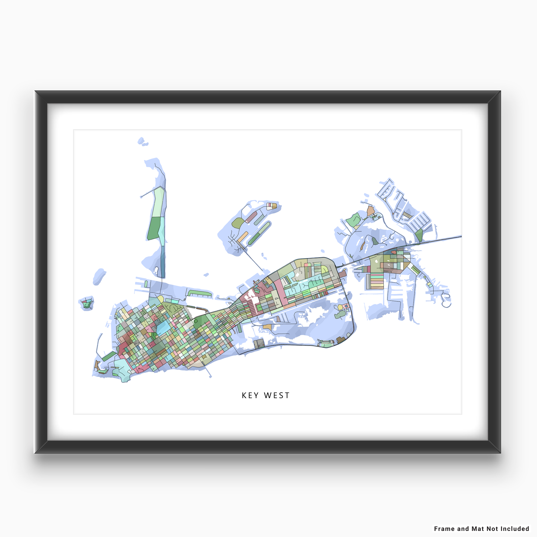 Key West Map Print, Florida Keys, Colorful — Maps As Art