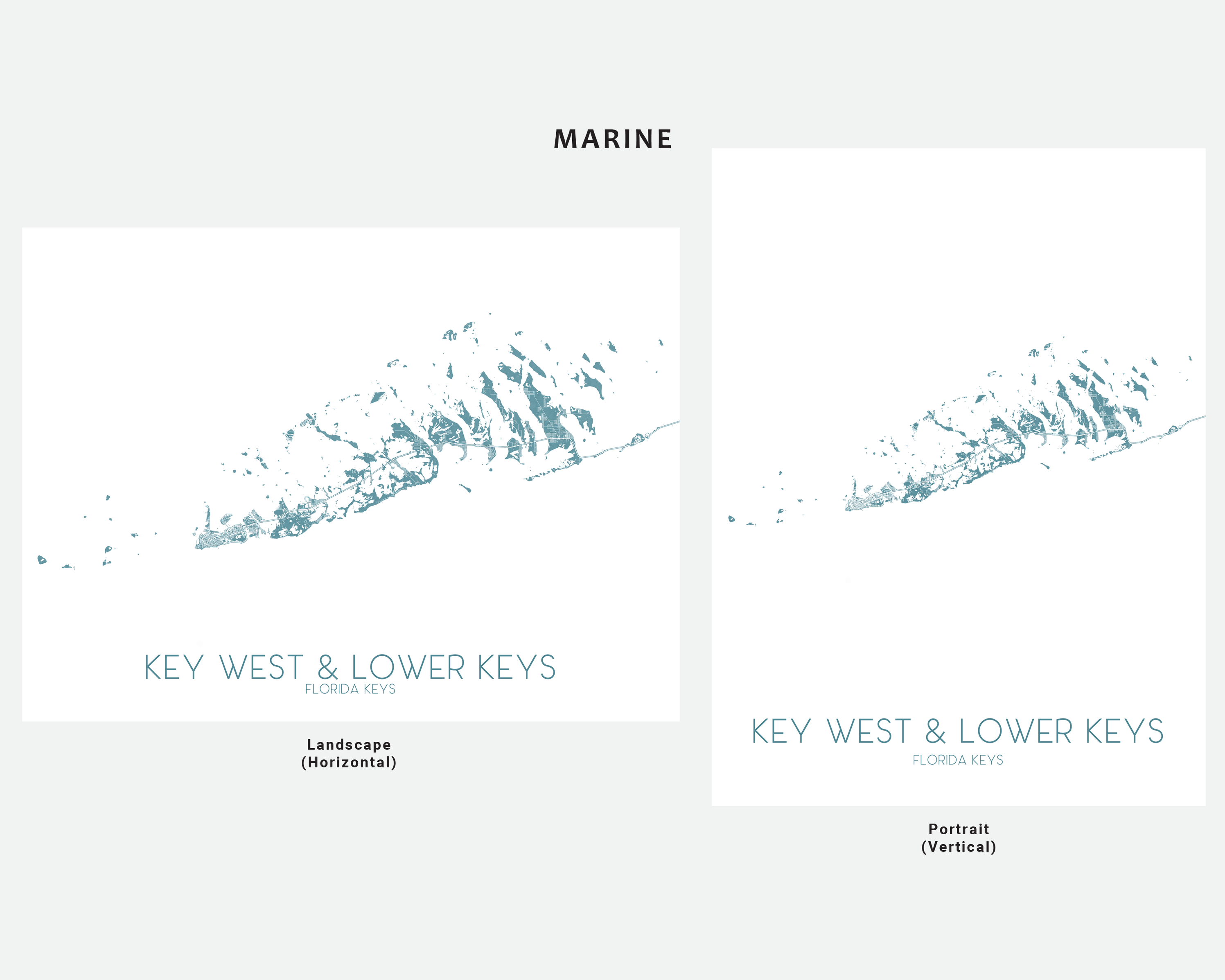 Key West Map Print, Lower Florida Keys Topographic Wall Art Poster, Ke ...