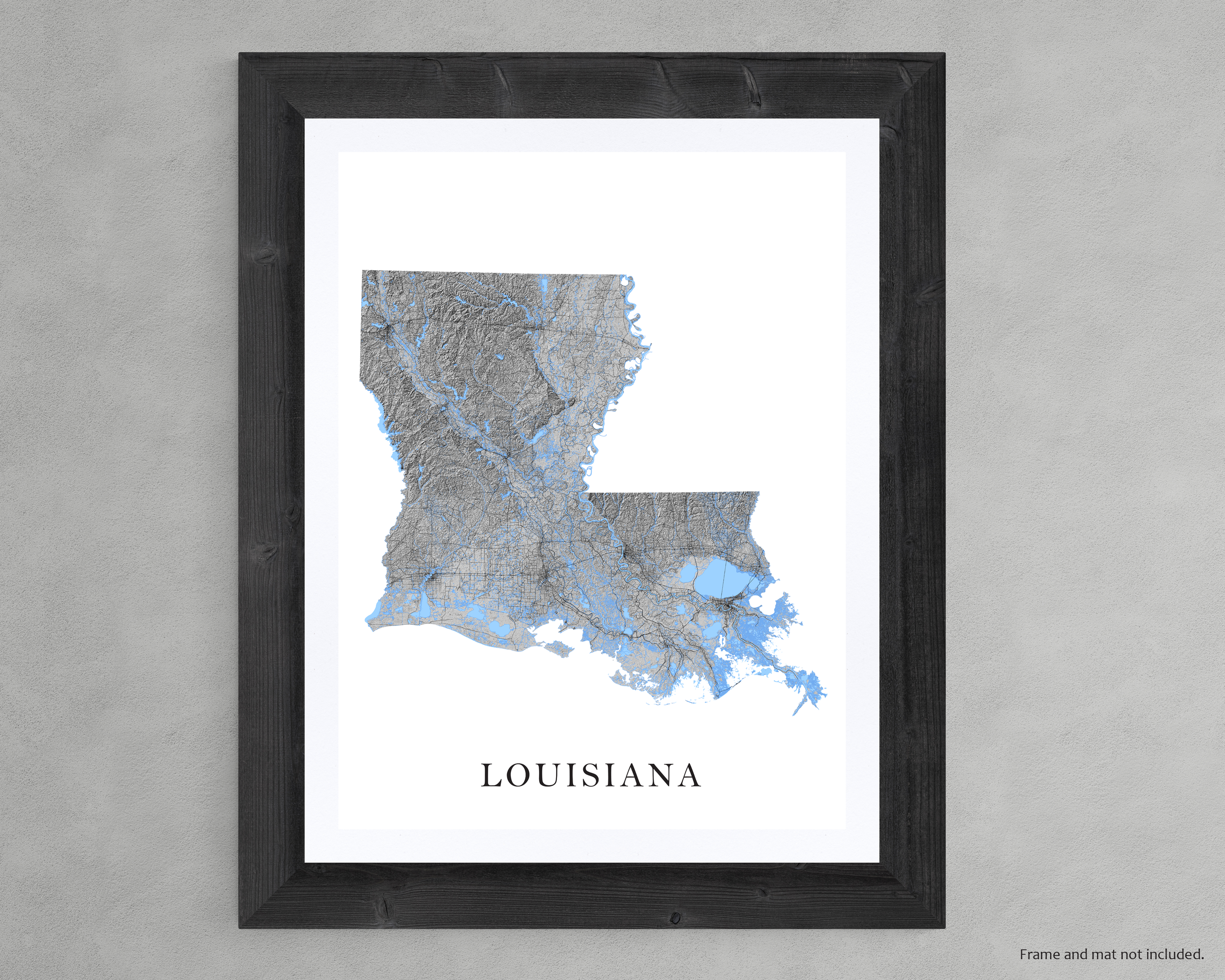 Louisiana Map Print Poster - Black and White Louisiana Wall Art Prints ...