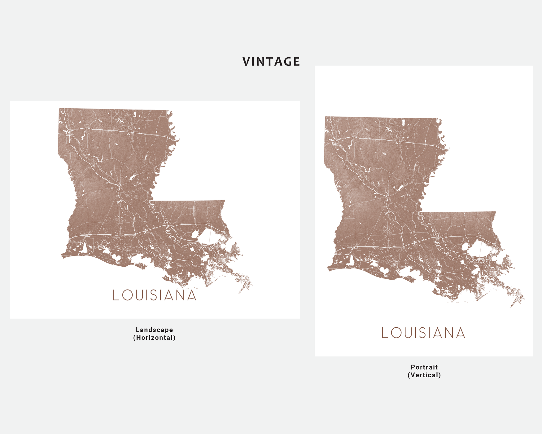 Louisiana Map Print Poster - Topographic State Map of Louisiana Wall A ...