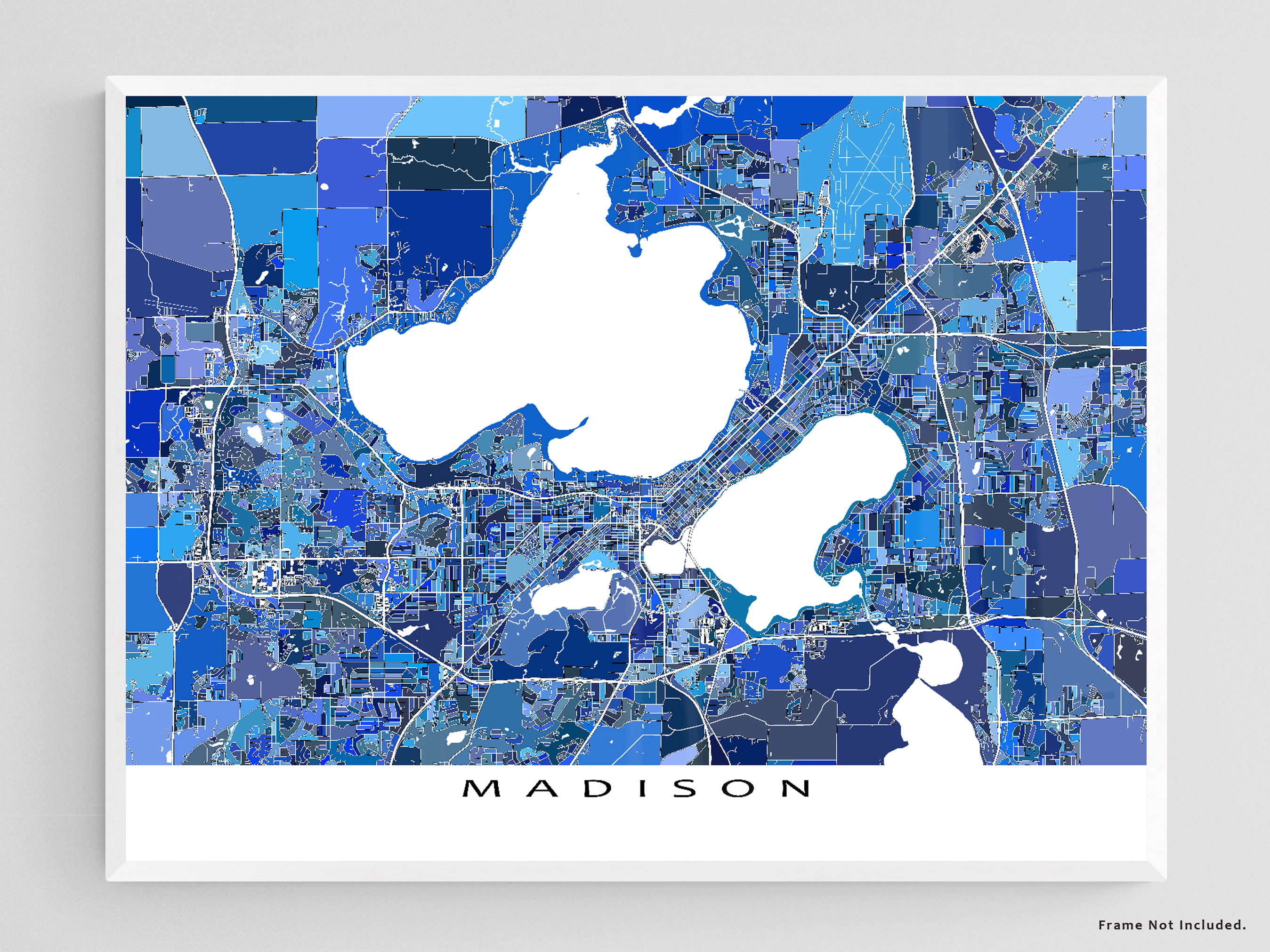 Madison City Street Map Wall Art Print Poster, Blue Geometric Madison ...