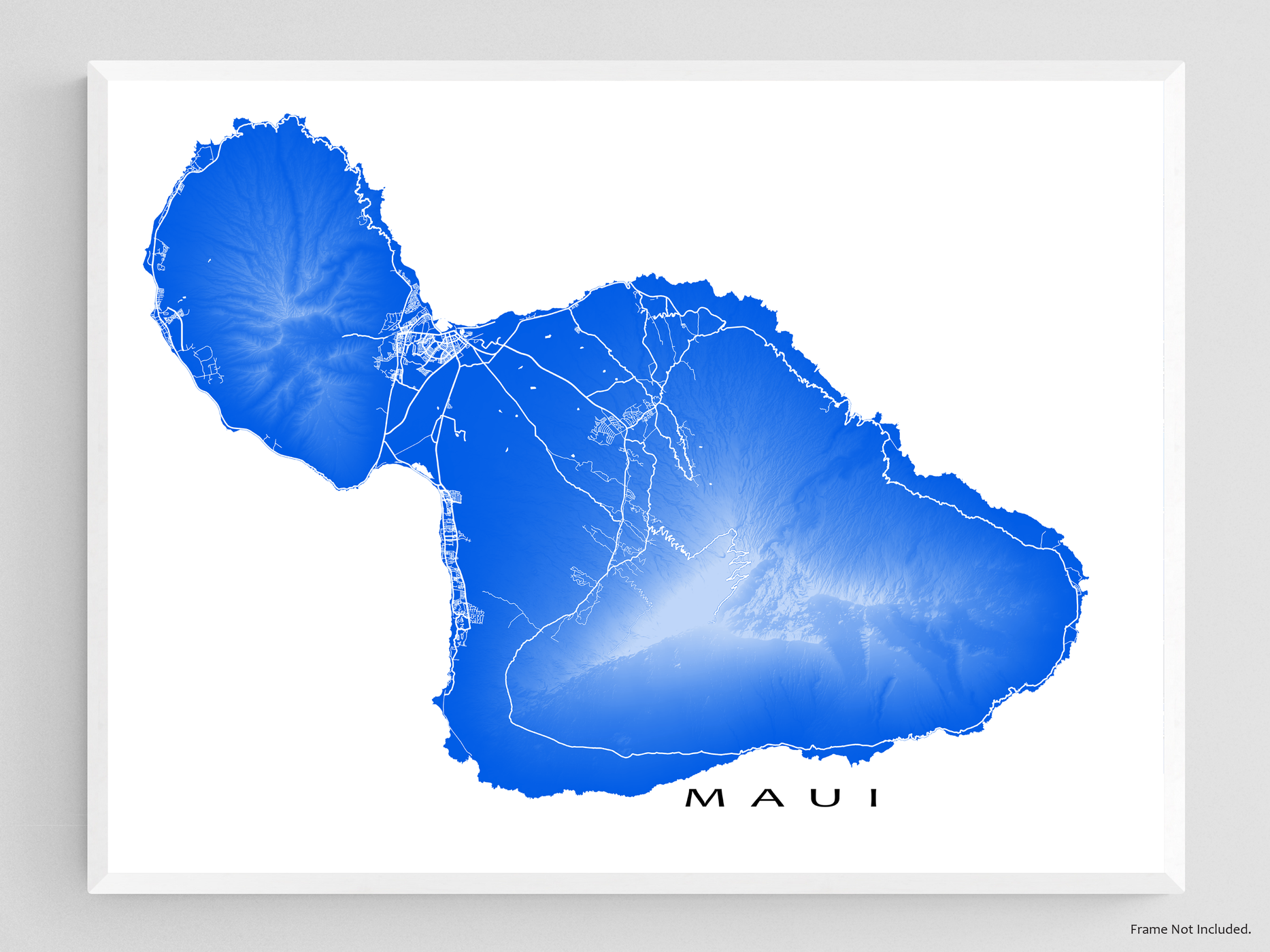 Maui Hawaii Map Print Poster, Topographic Hawaiian Islands Wall Art Ro ...