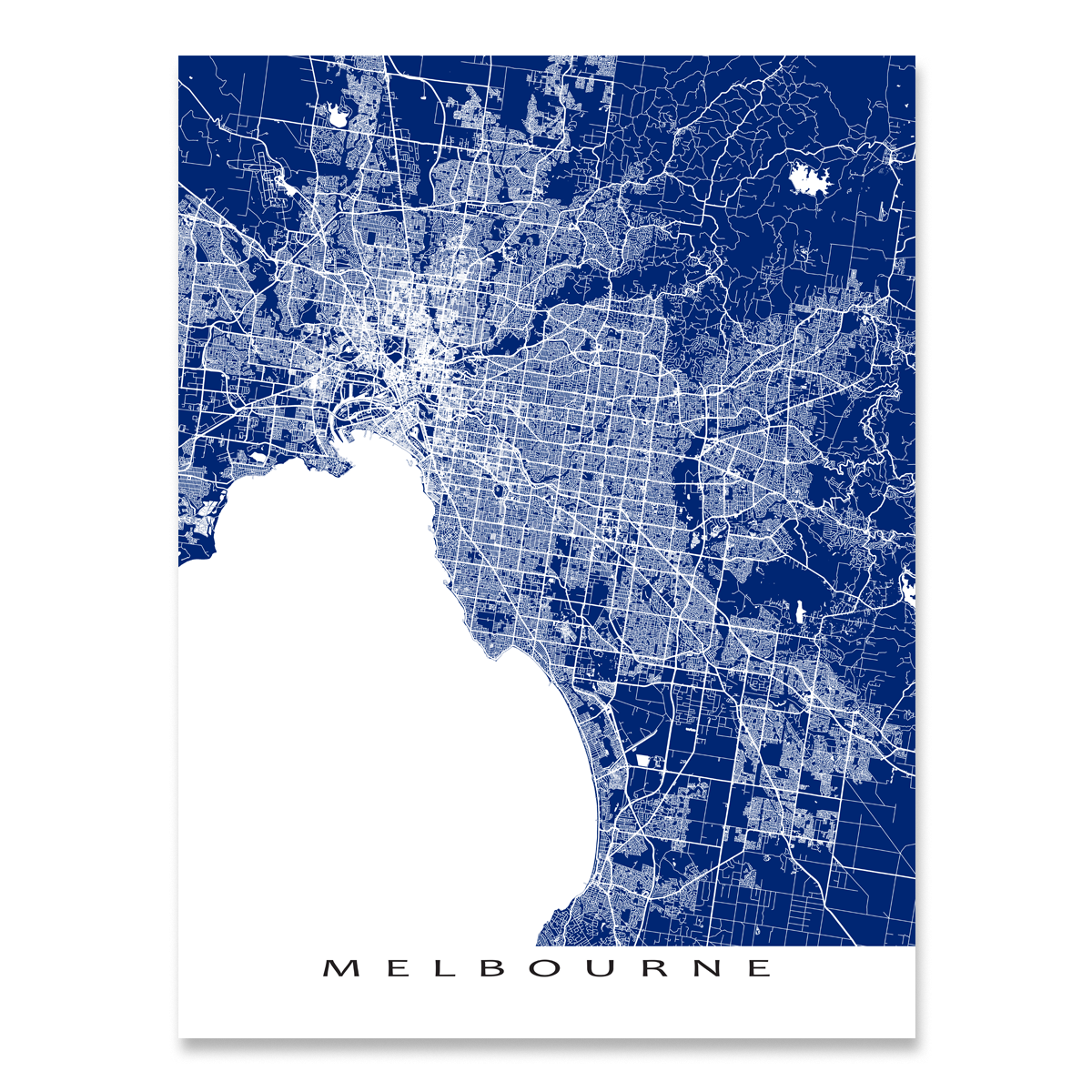 Melbourne Regional City Street Map Print Poster, Australia Wall Art Ma ...