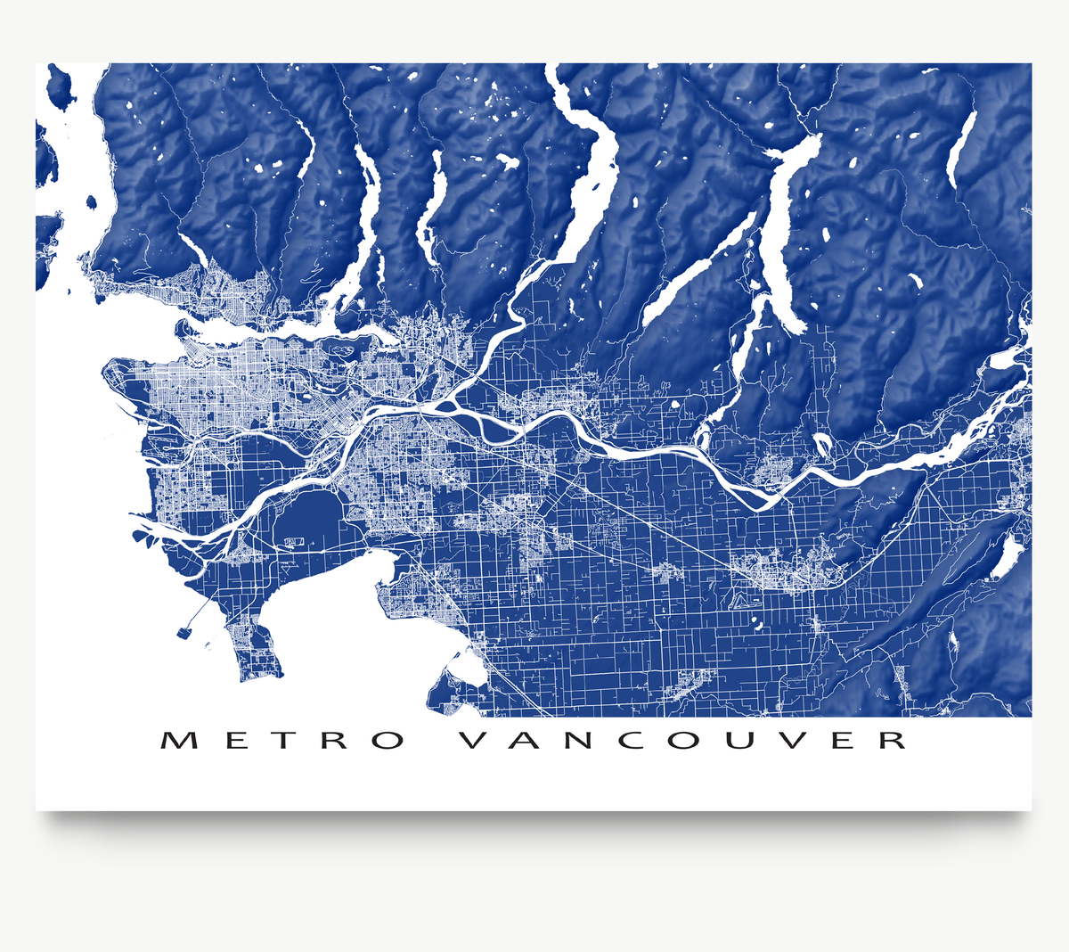Metro Vancouver BC Map Print, Topographic Wall Art Poster, Canada Maps ...