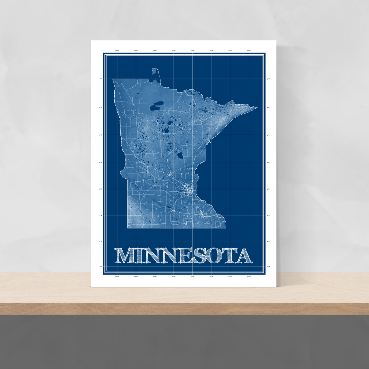 Minnesota Map Print, Blueprint — Maps As Art