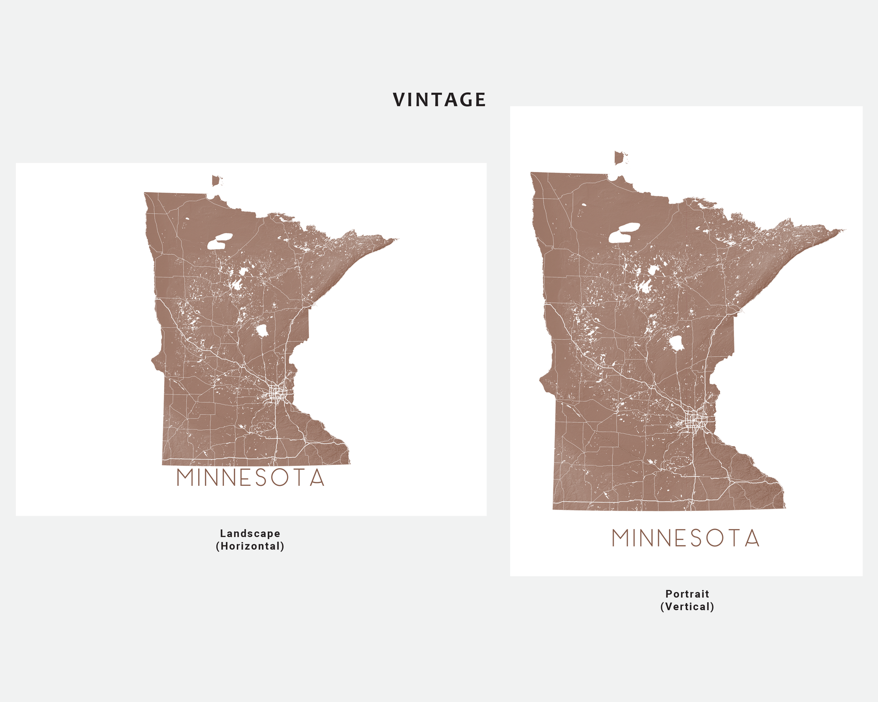 Minnesota Map Print Poster, Topographic State Map of Minnesota Wall Ar ...