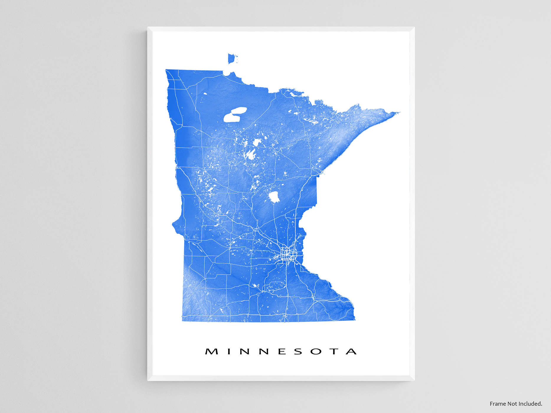 Minnesota State Map Wall Art Print Poster, Topographic Landscape MN Ro ...