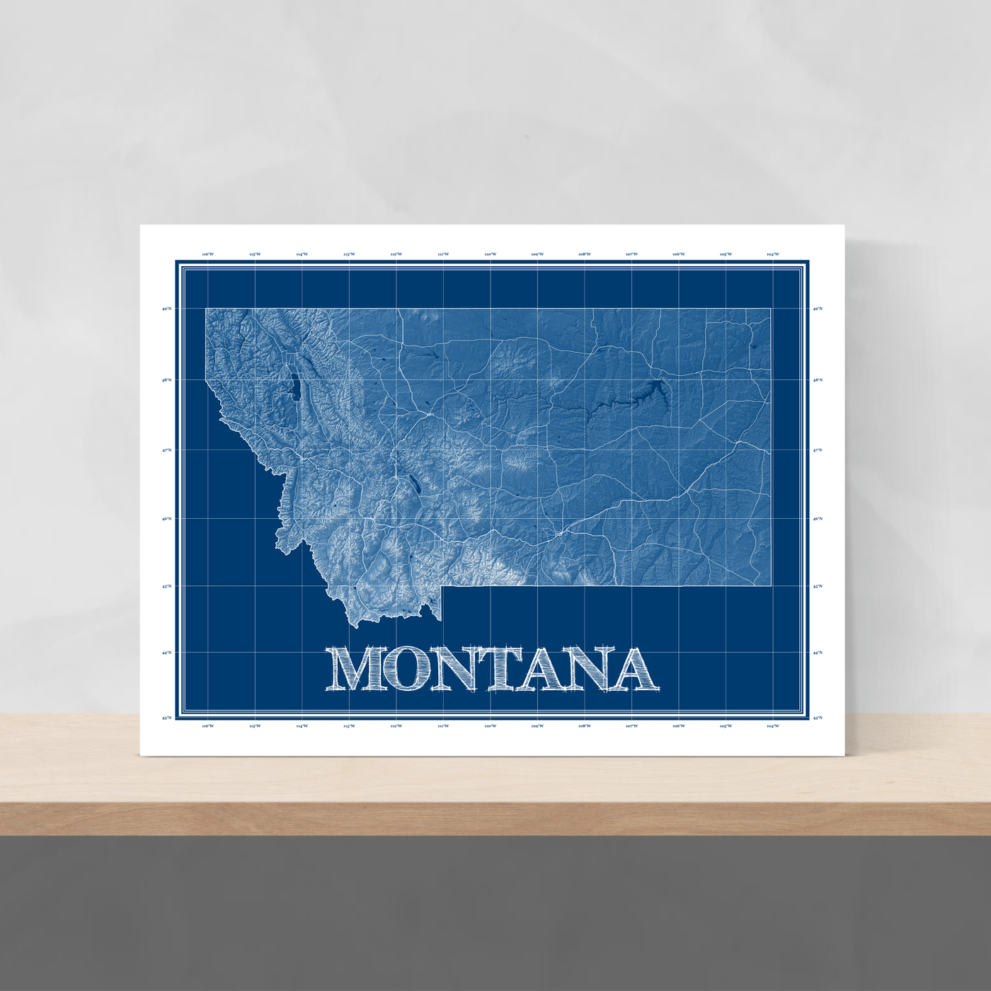 Montana Map Print, Blueprint — Maps As Art
