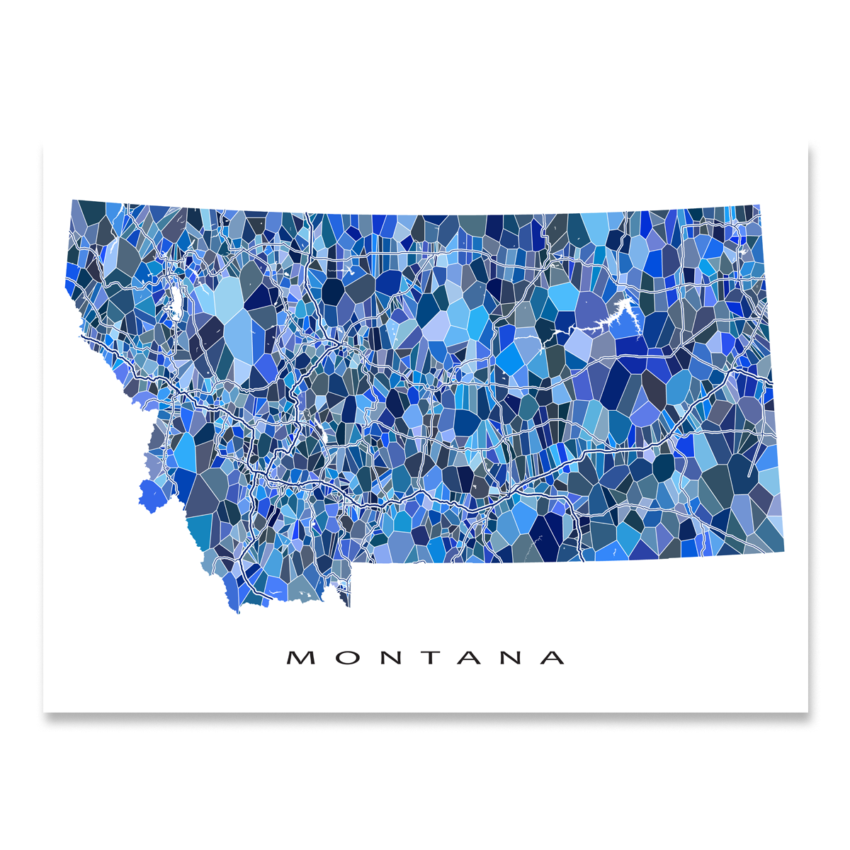Montana Map Print, MT State — Maps As Art