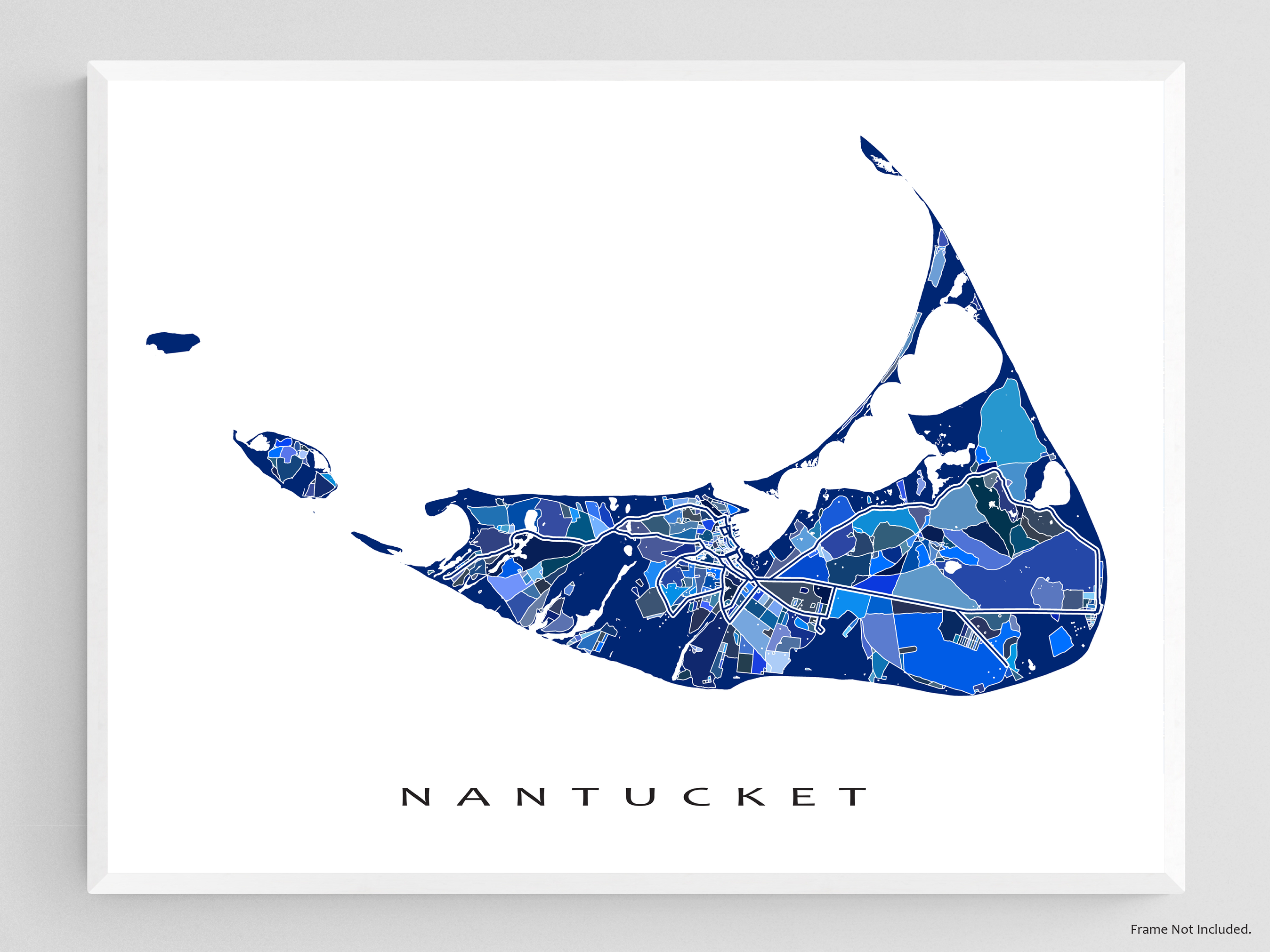 Nantucket Print, Blue Geometric Nantucket Map Island Art Poster, Massa ...