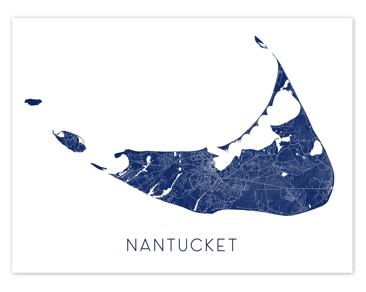 Nantucket Print Poster - Nantuckt Map of Nantucket MA Island Wall Art ...