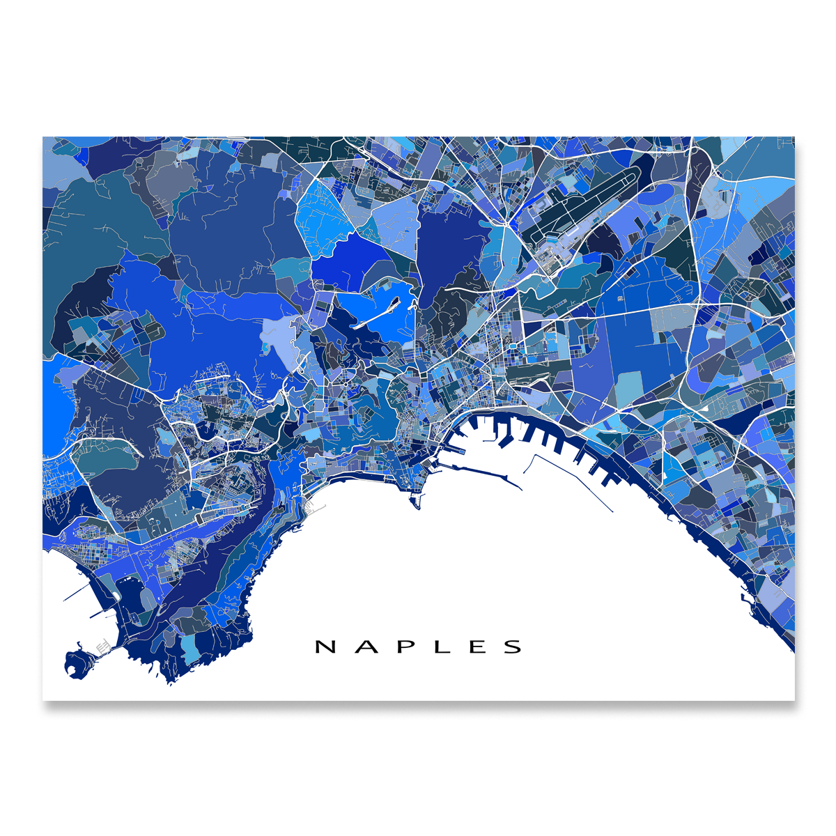 Naples Italy City Map Naples Italy Blueprint Map, An Art Print By