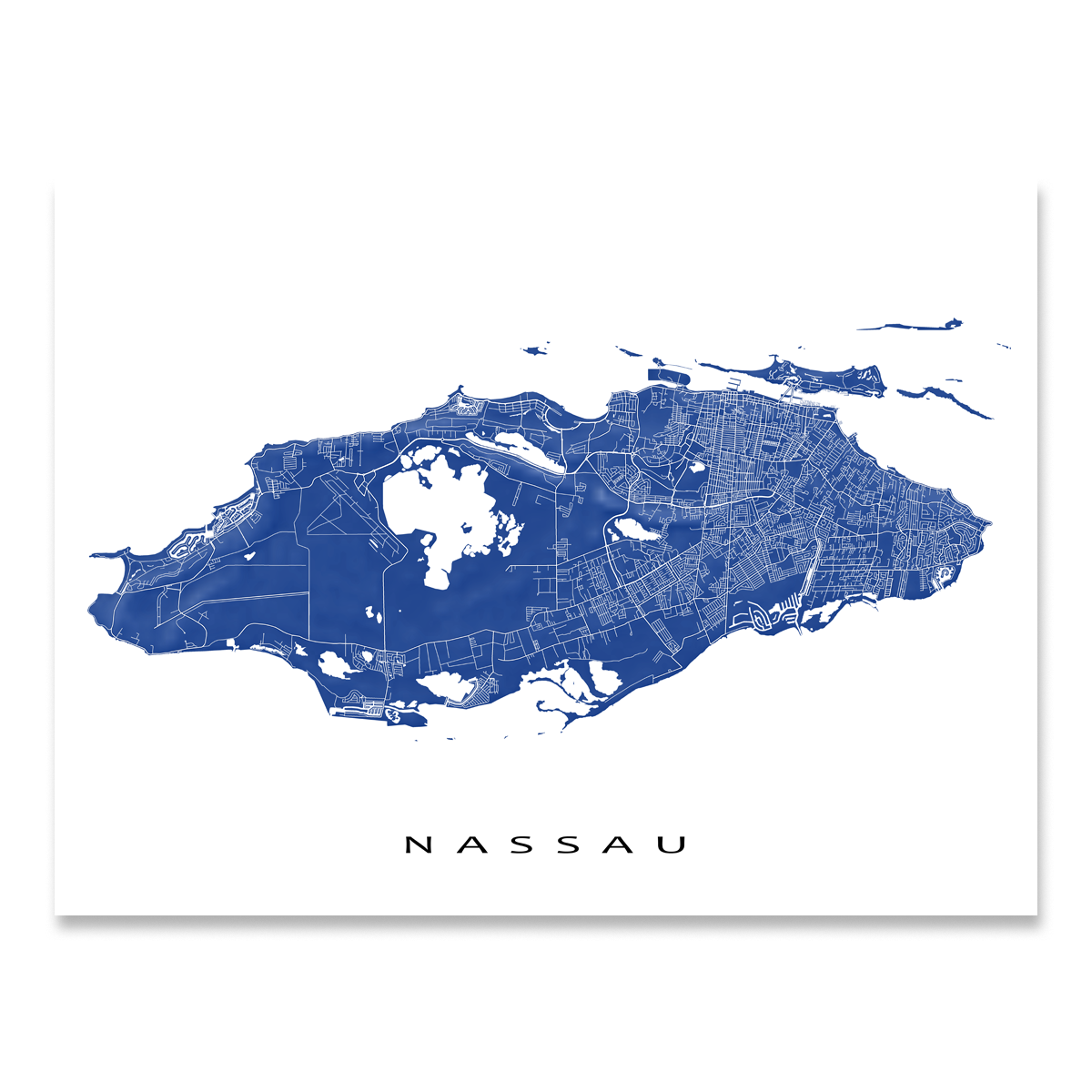 Nassau Map Print Poster, The Bahamas Islands Wall Art Prints, New Prov ...